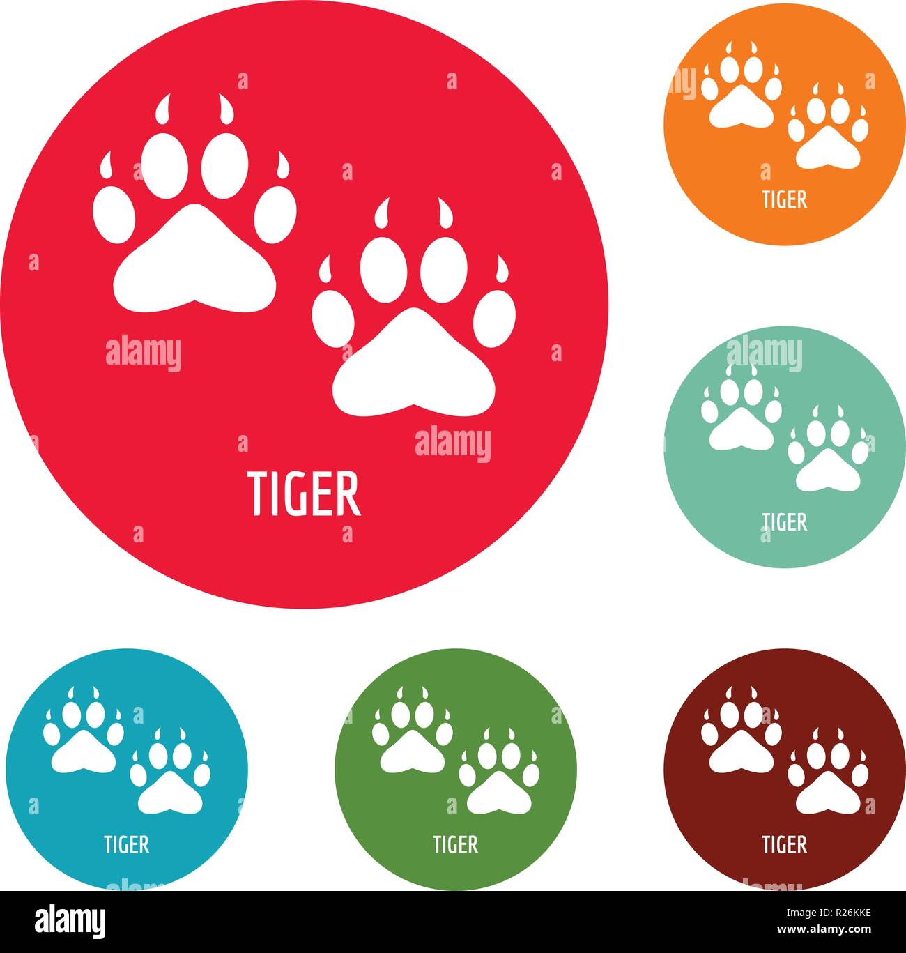 Tiger step icons circle set vector isolated on white background Stock ...