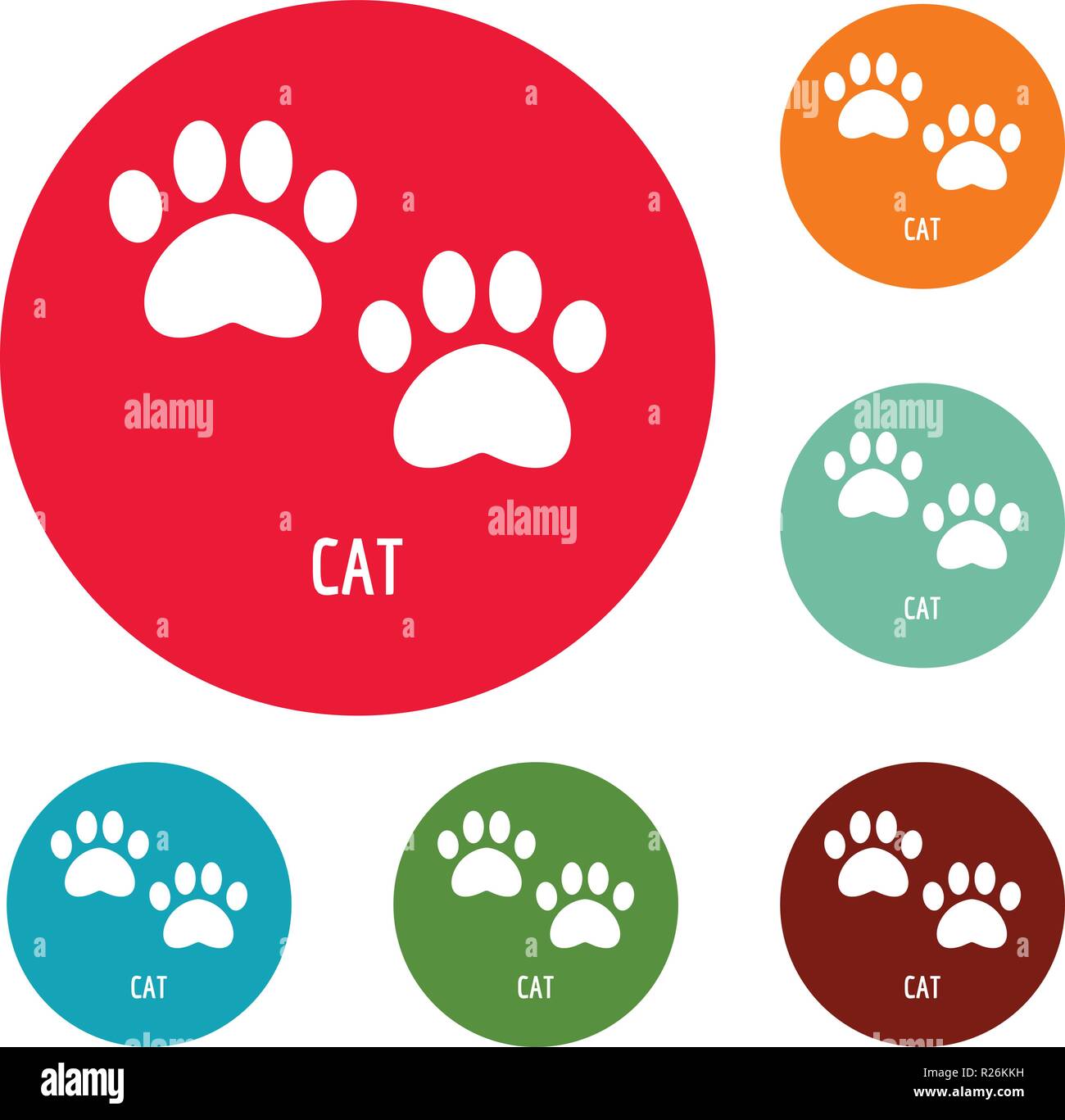 Cat step icons circle set vector isolated on white background Stock ...