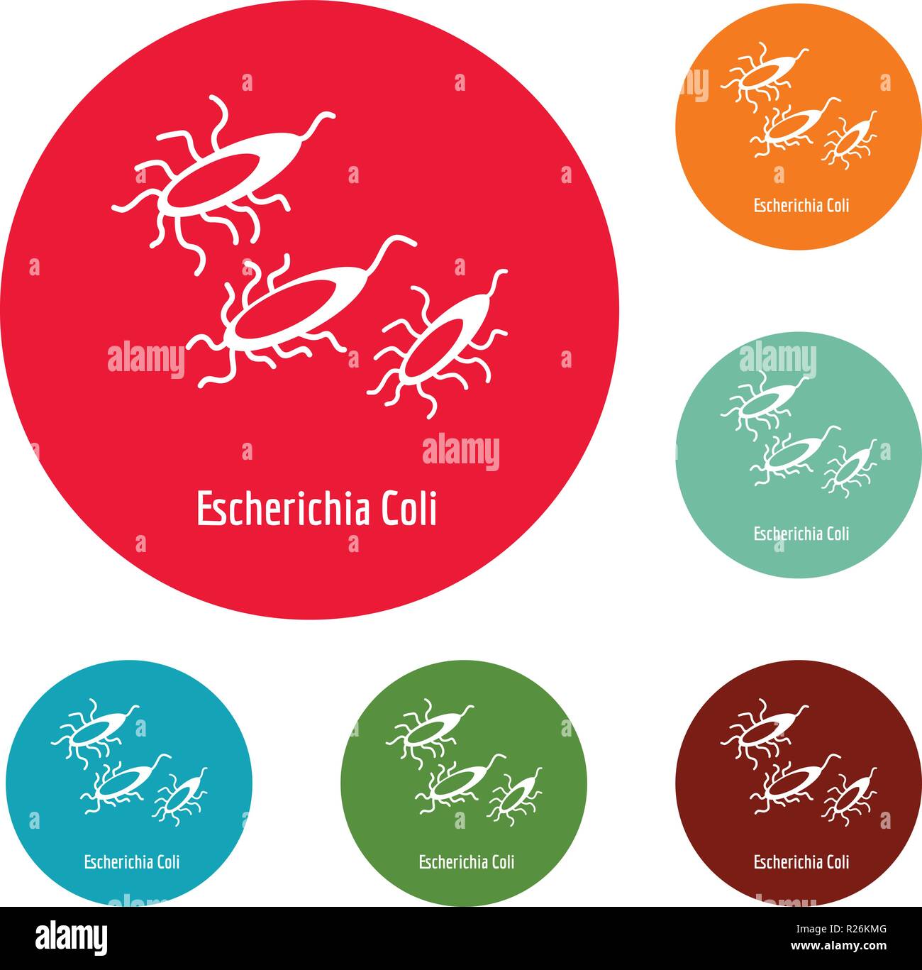 Escherichia Coli icons circle set vector isolated on white background ...