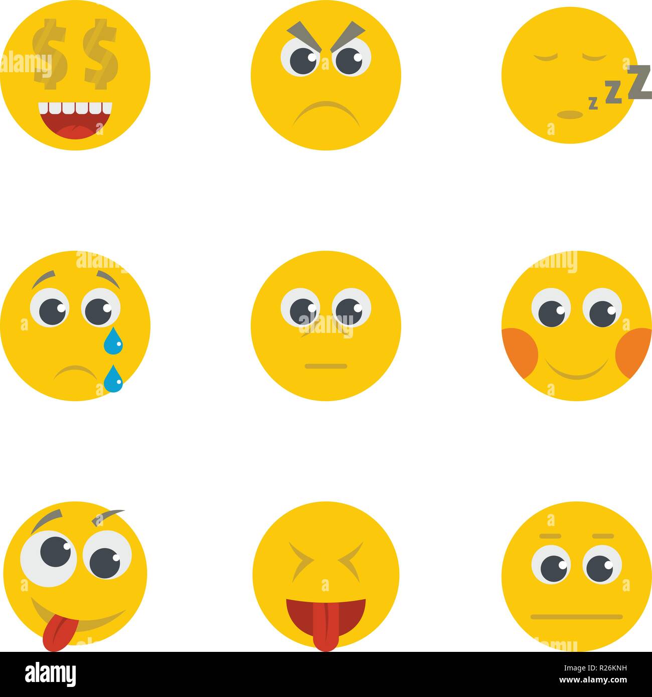 Grin icons set. Cartoon set of 9 grin vector icons for web isolated on ...