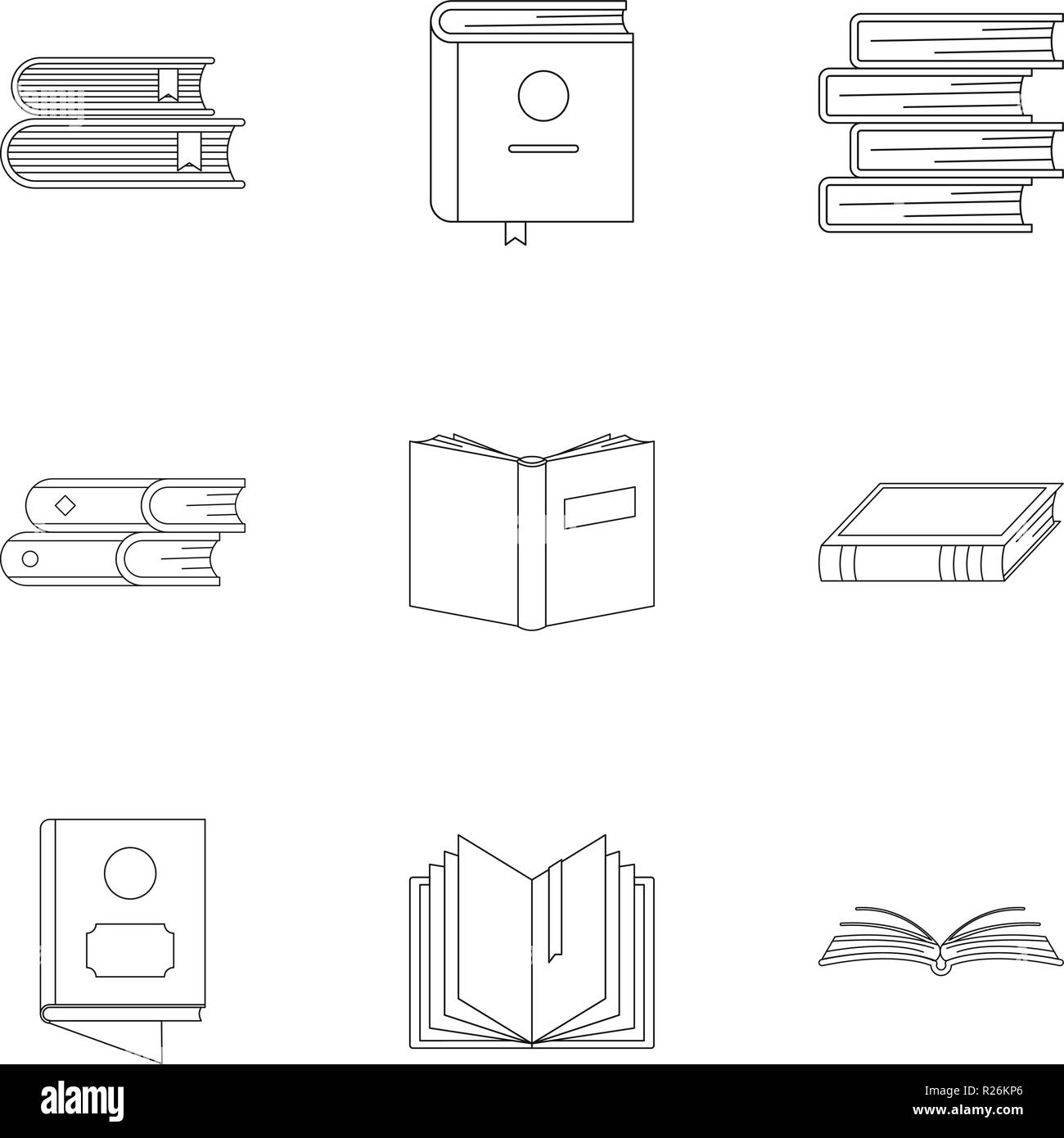 Folio icons set. Outline set of 9 folio vector icons for web isolated ...