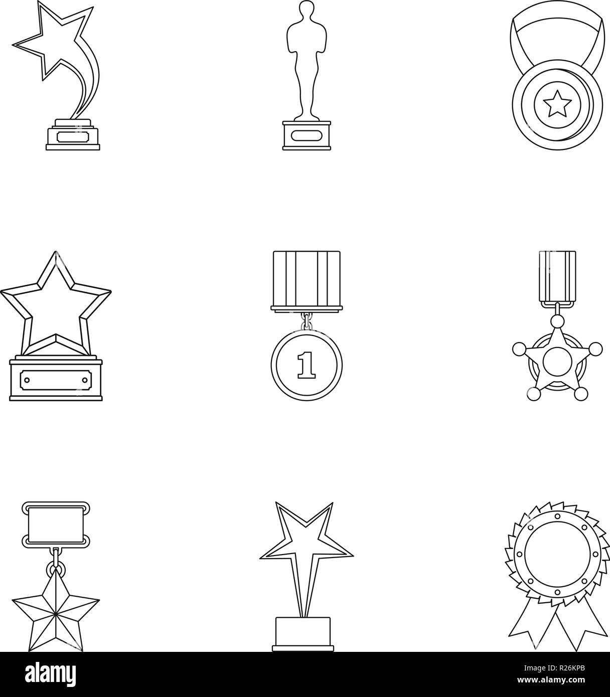 Retribution icons set. Outline set of 9 retribution vector icons for ...