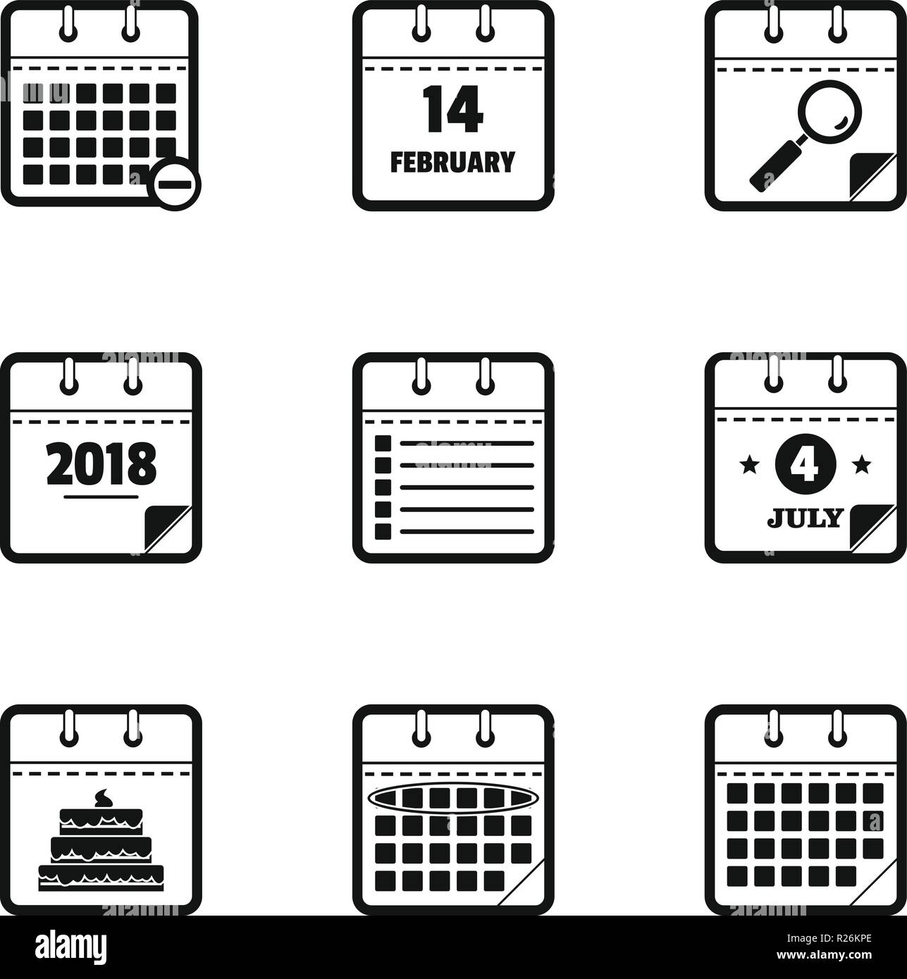 New calendar icons set. Simple set of 9 new calendar vector icons for ...