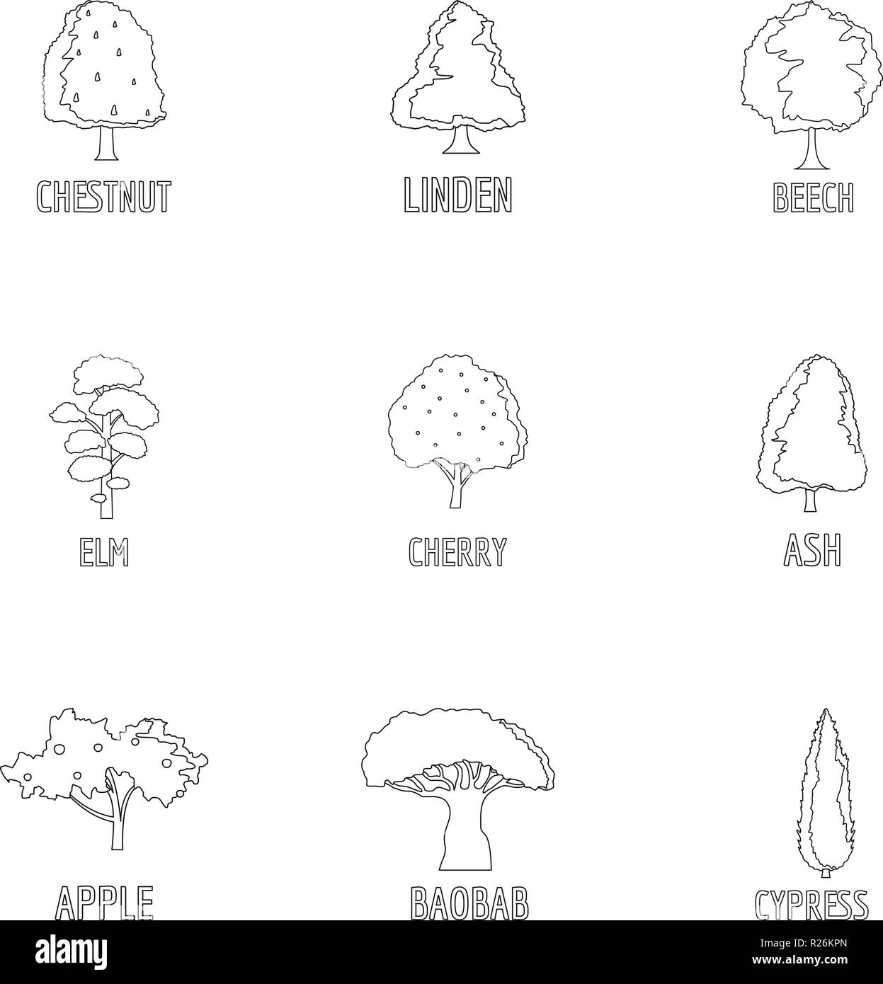 Forest management icons set. Outline set of 9 forest management vector ...