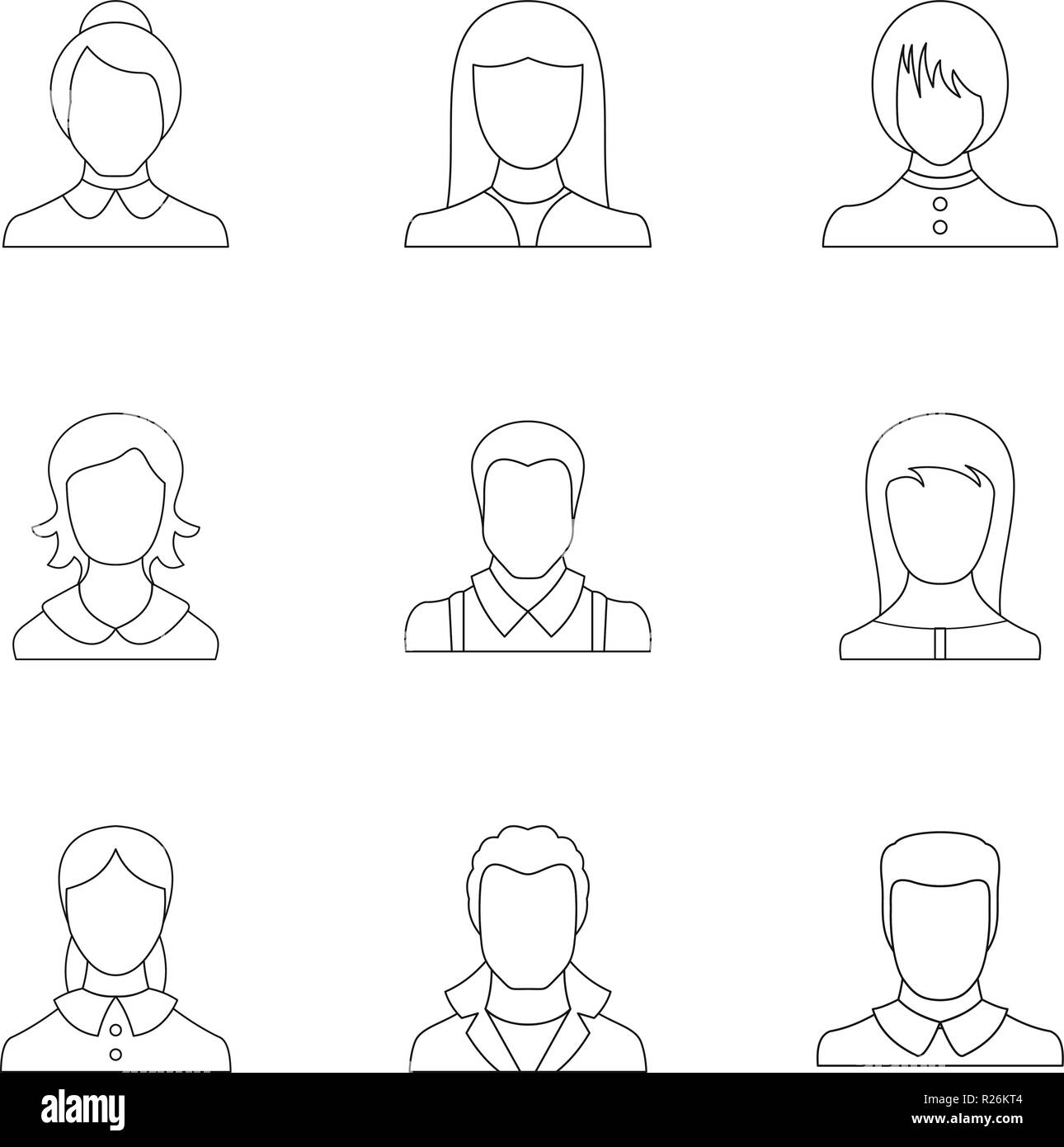 Look icons set. Outline set of 9 look vector icons for web isolated on ...