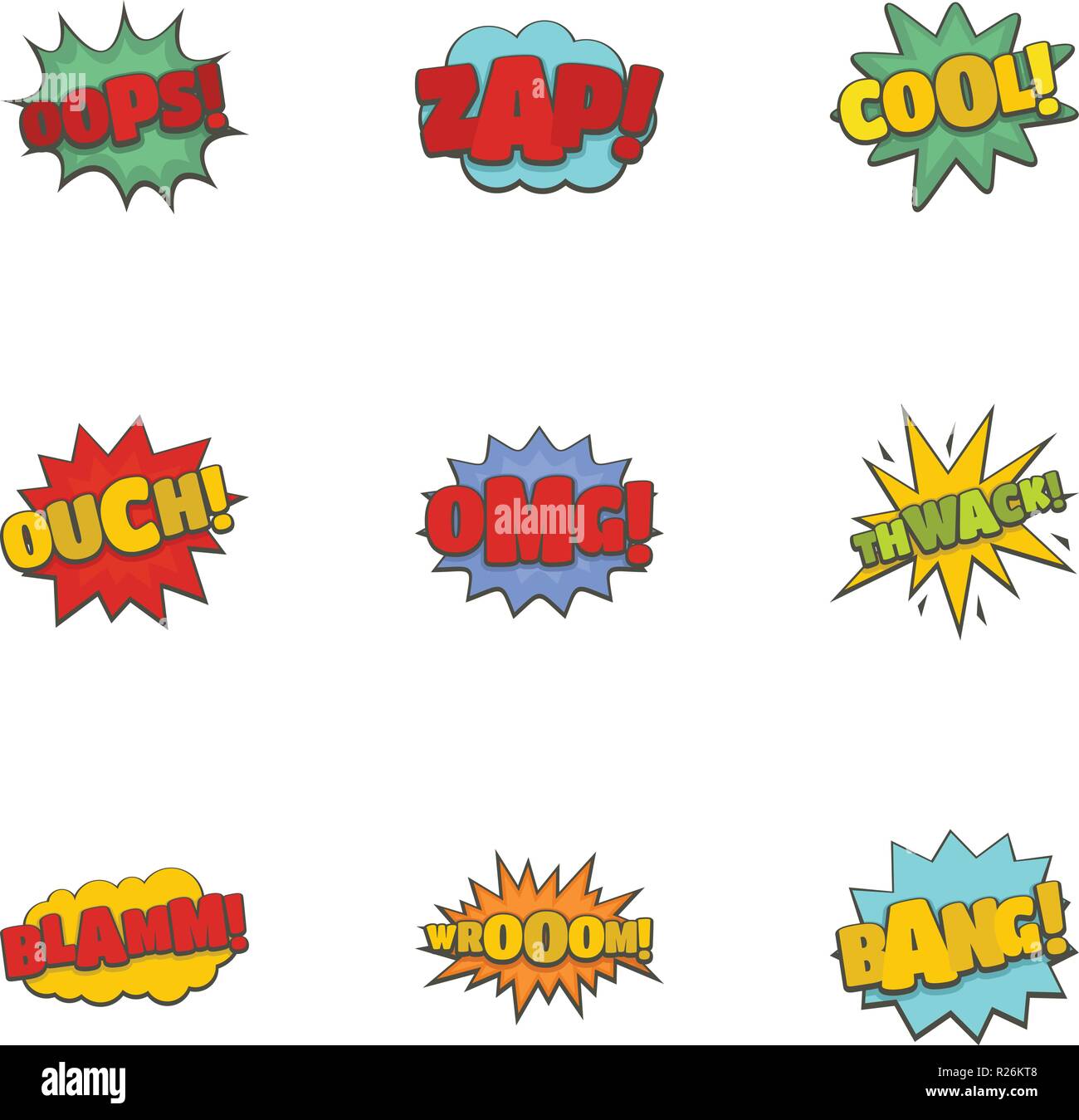 Sticker icons set. Cartoon set of 9 sticker vector icons for web ...