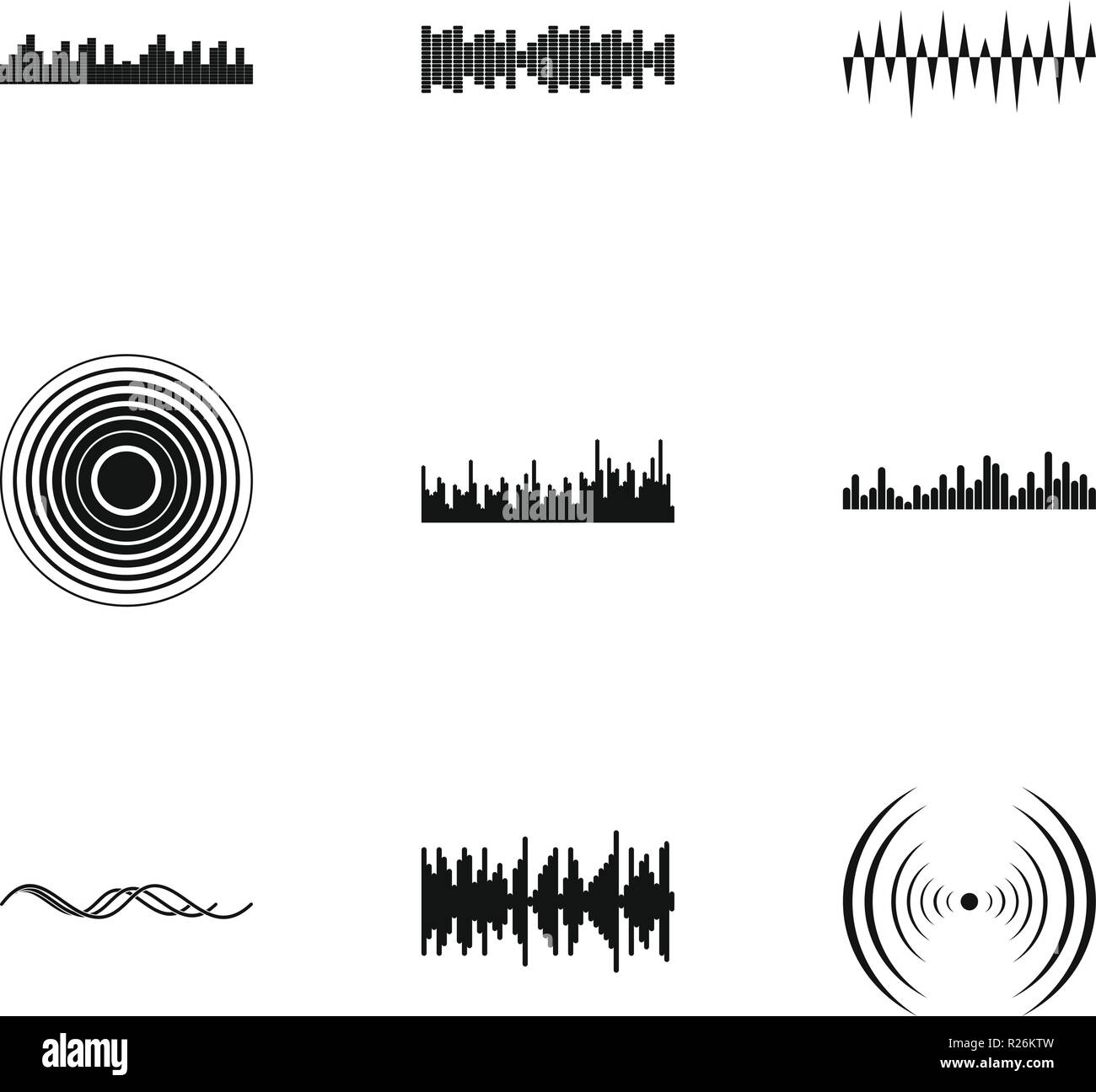 Noise icons set. Simple set of 9 noise vector icons for web isolated on white background Stock ...