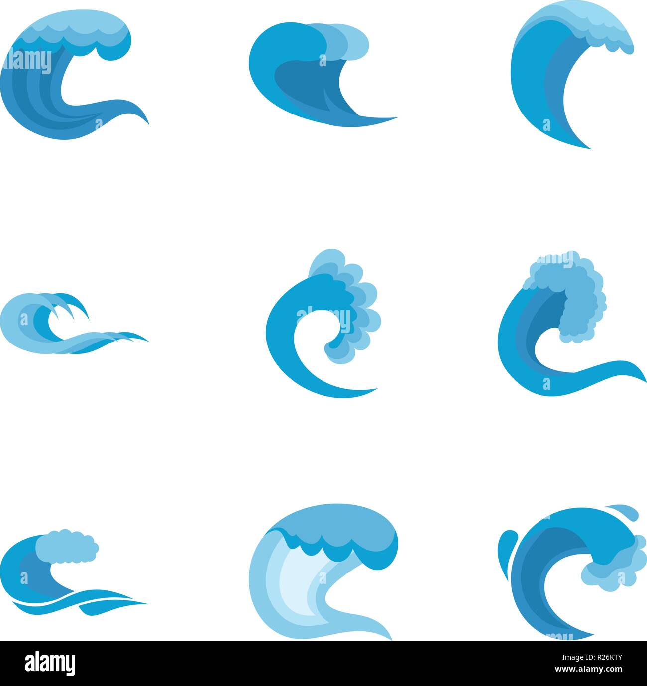 Wavelength icons set.Flat set of 9 wavelength vector icons for web ...