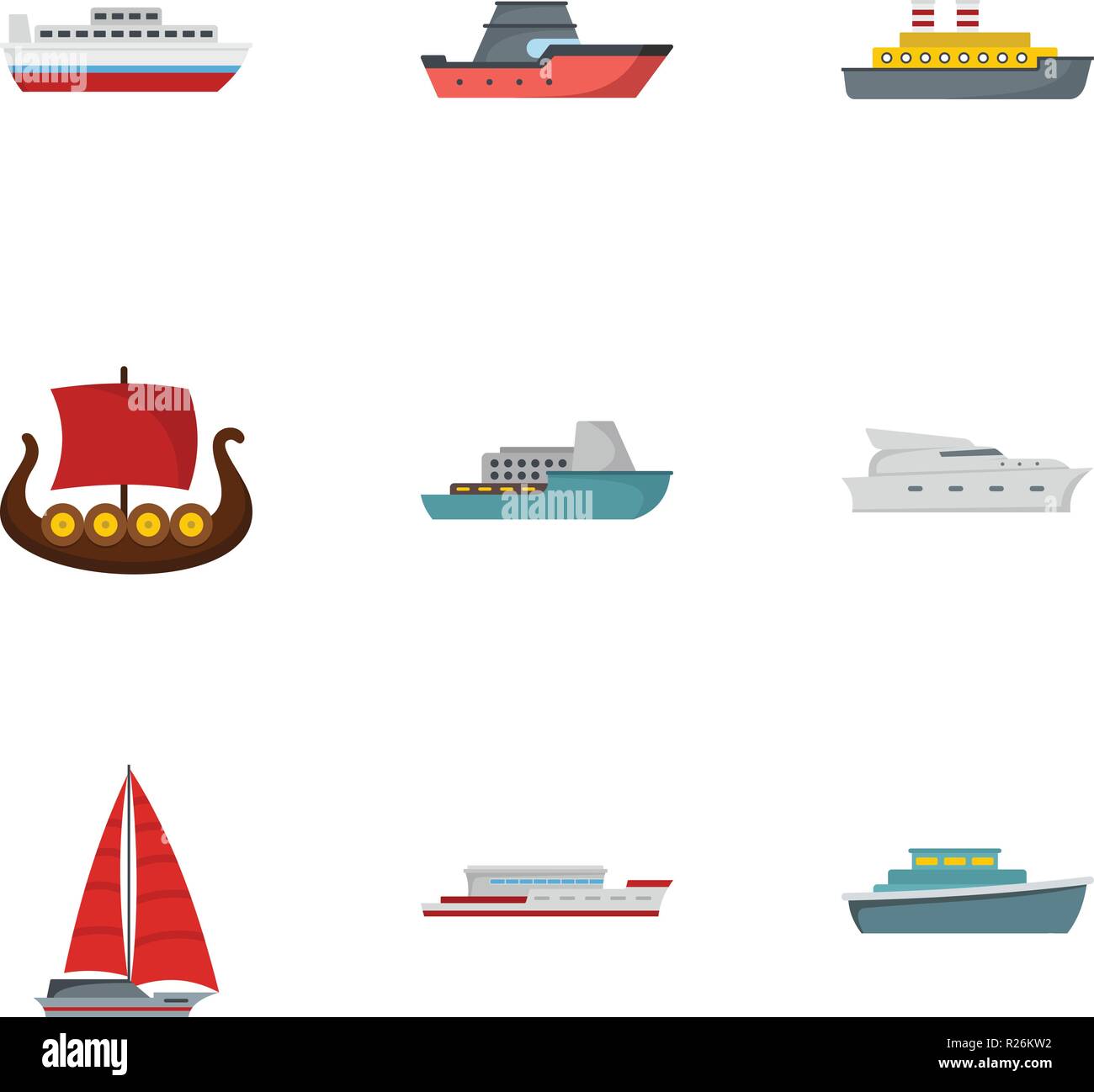 Lifeboat icons set. flat set of 9 lifeboat icons for web isolated on ...