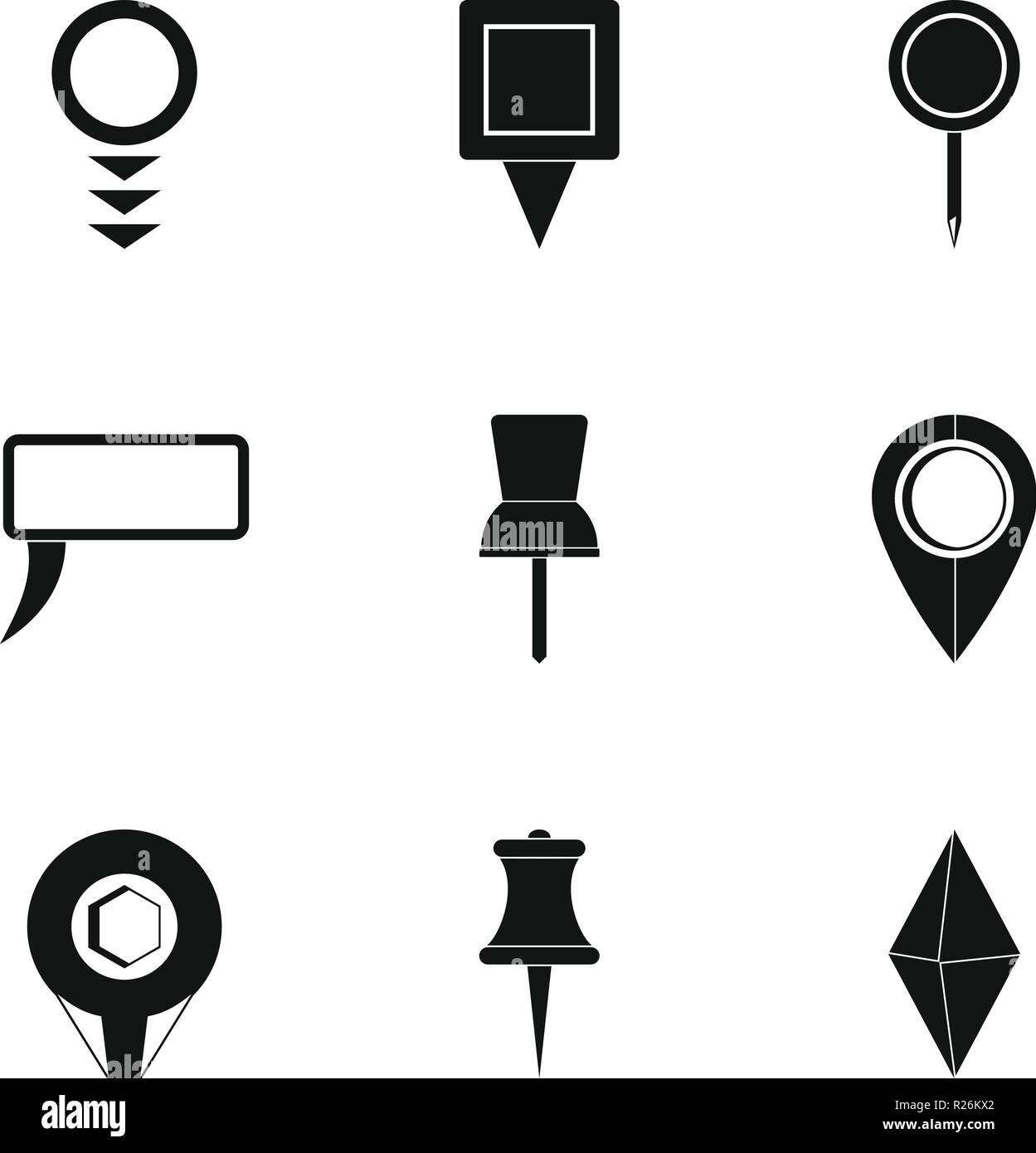 Street mark icons set. Simple set of 9 street mark vector icons for web ...