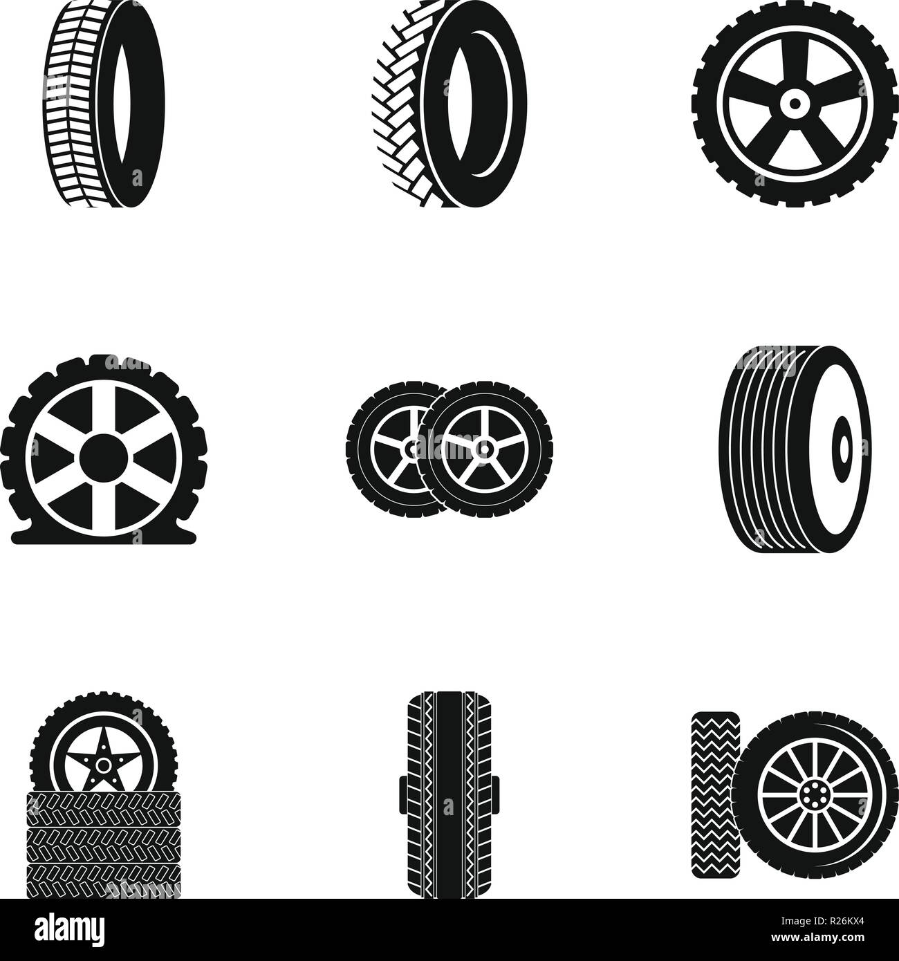 Tire icons set. Simple set of 9 tire vector icons for web isolated on ...