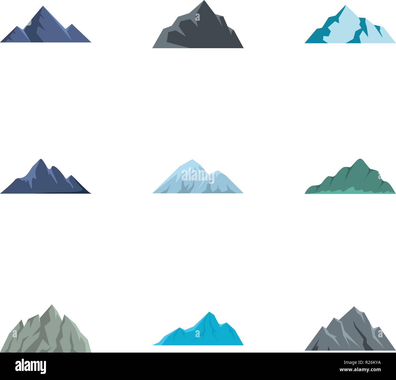 Hill icons set. flat set of 9 hill vector icons for web isolated on ...
