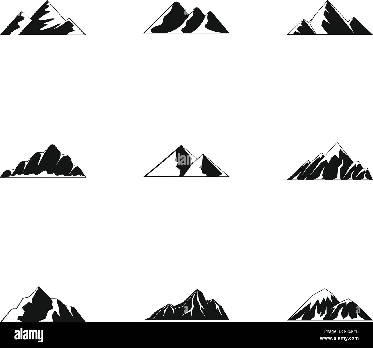 Highland icons set. Simple set of 9 highland vector icons for web ...