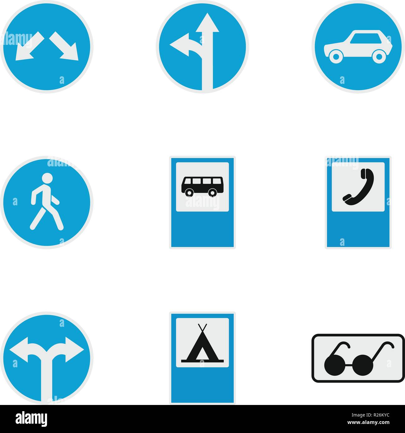 Road sign icons set. flat set of 9 road sign vector icons for web ...