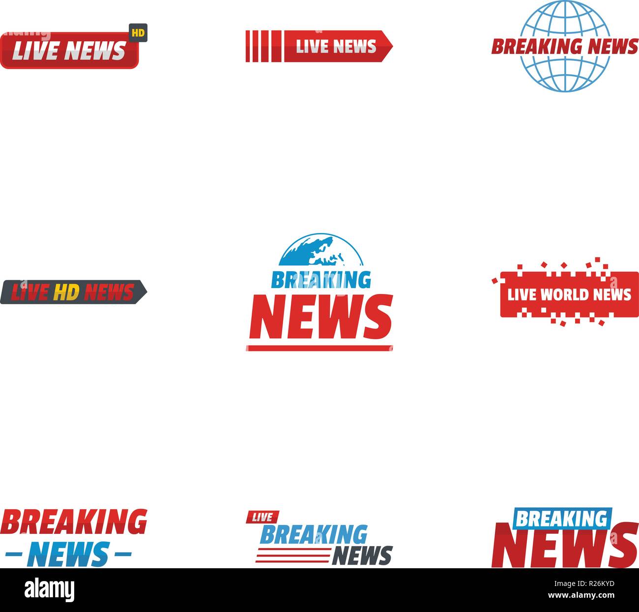 News story icons set. flat set of 9 news story vector icons for web ...