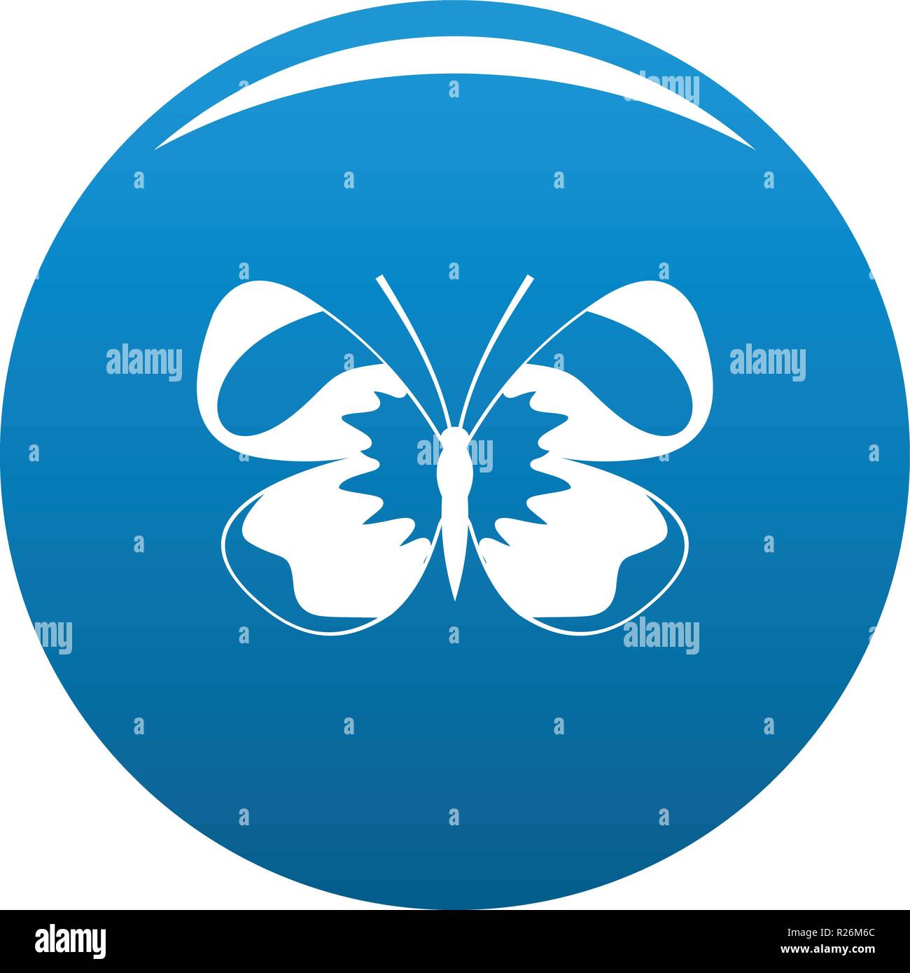 Light butterfly icon vector blue circle isolated on white background ...