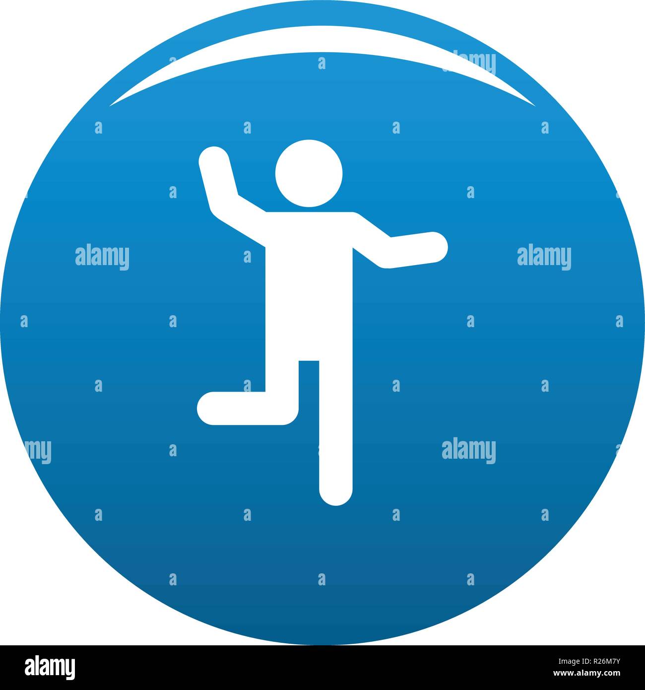 Stick figure stickman icon vector blue circle isolated on white ...