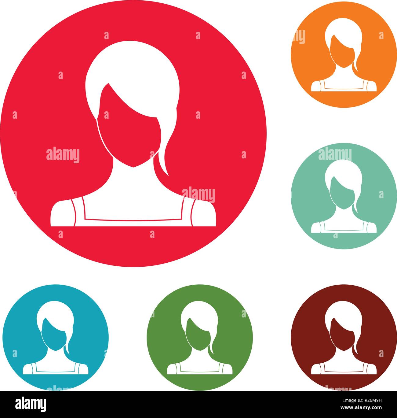 Girl avatar icons circle set vector isolated on white background Stock ...