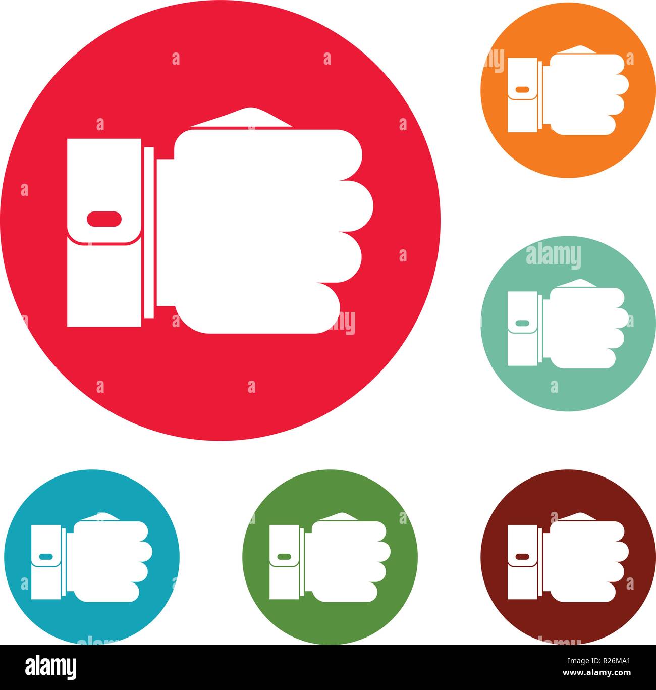 Hand fist icons circle set vector isolated on white background Stock ...