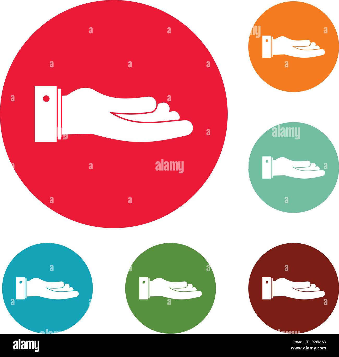 Hand ask icons circle set vector isolated on white background Stock Vector Image & Art - Alamy