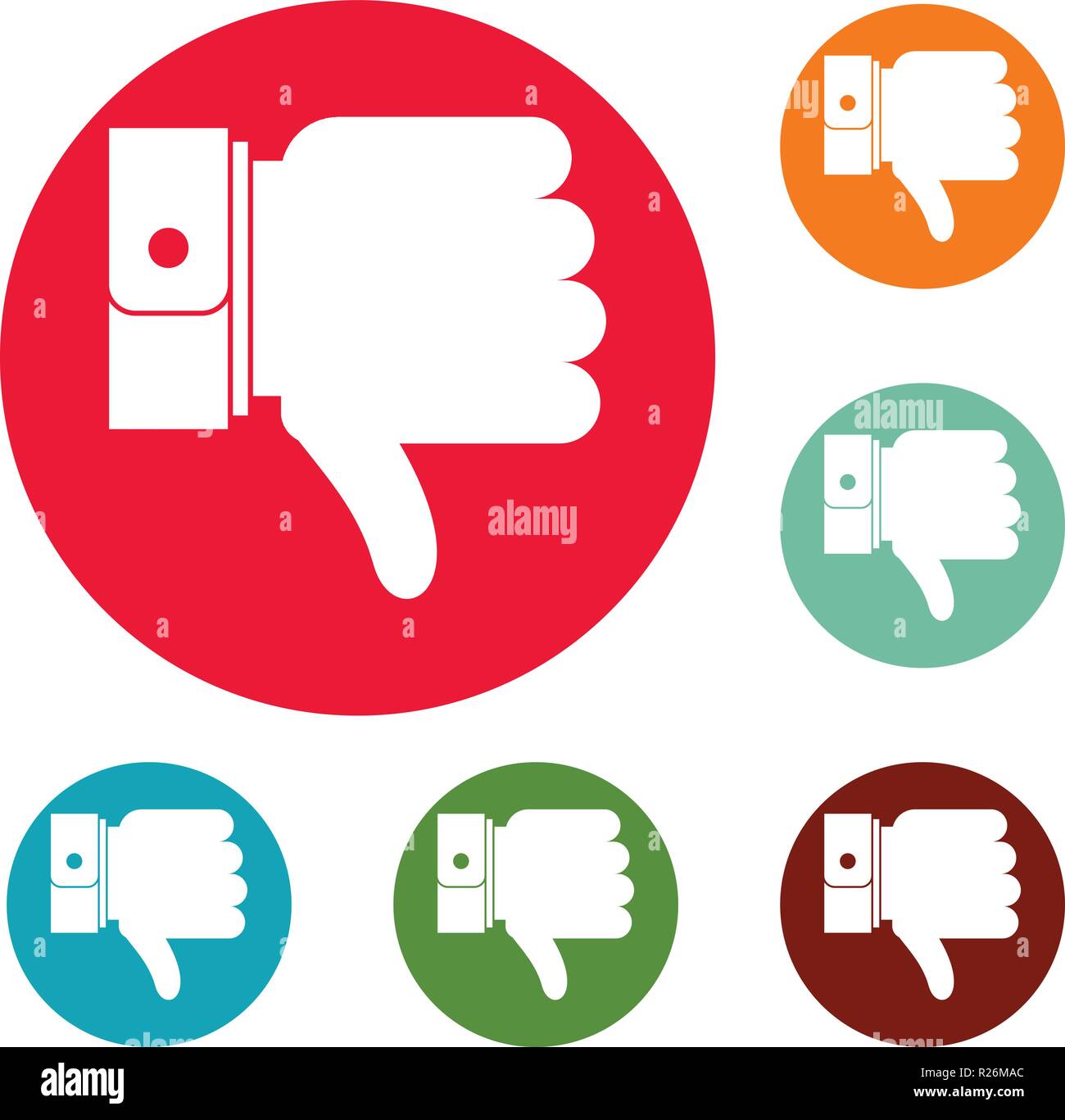 Hand sediment icons circle set vector isolated on white background ...