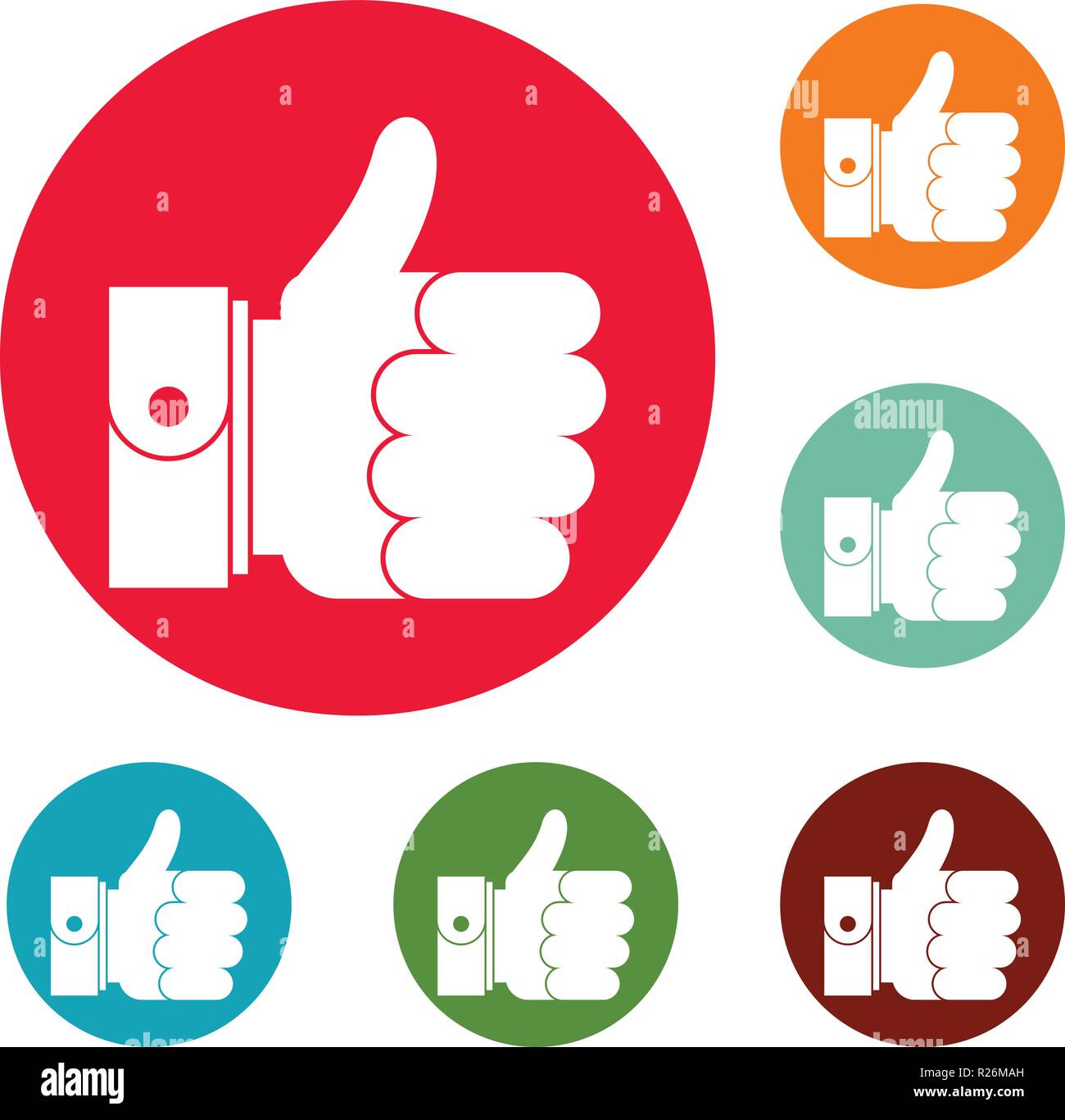 Hand excellent icons circle set vector isolated on white background ...