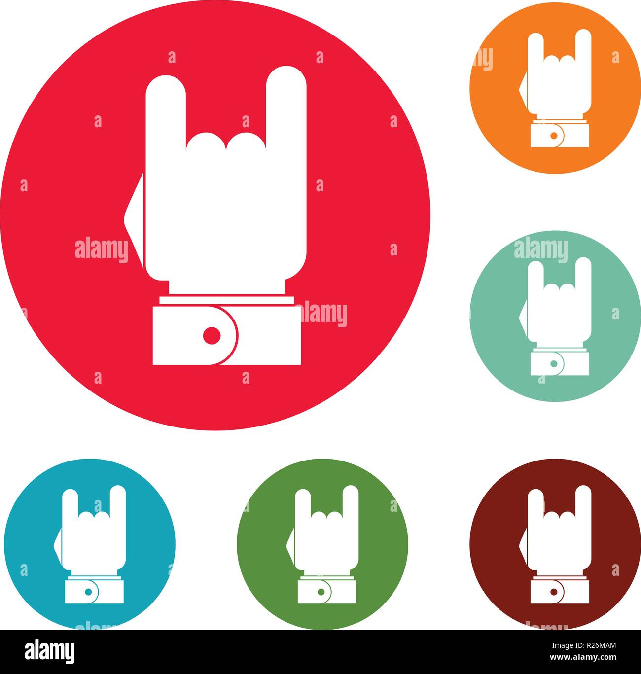 Hand music icons circle set vector isolated on white background Stock ...