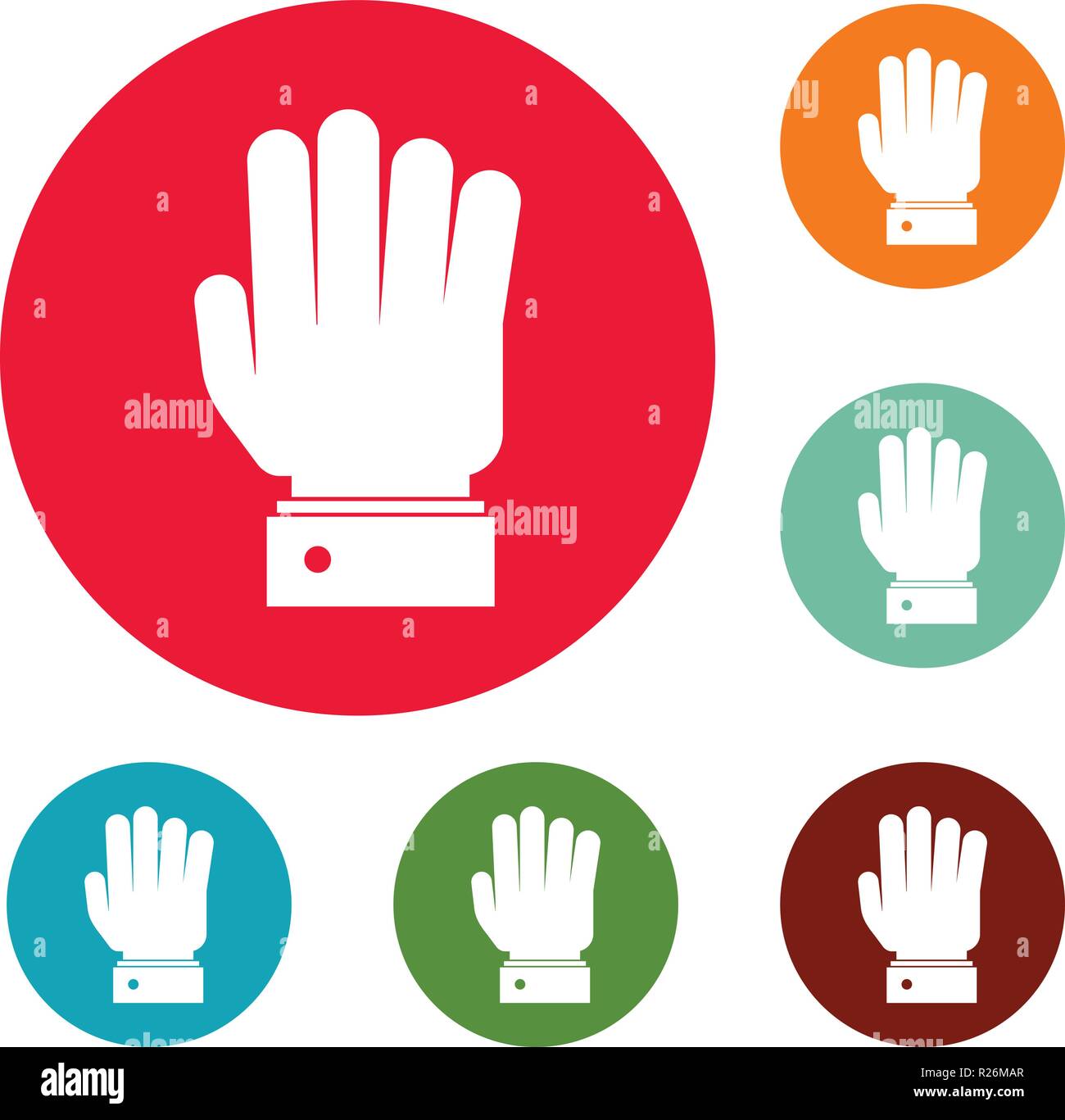 Hand stop icons circle set vector isolated on white background Stock ...