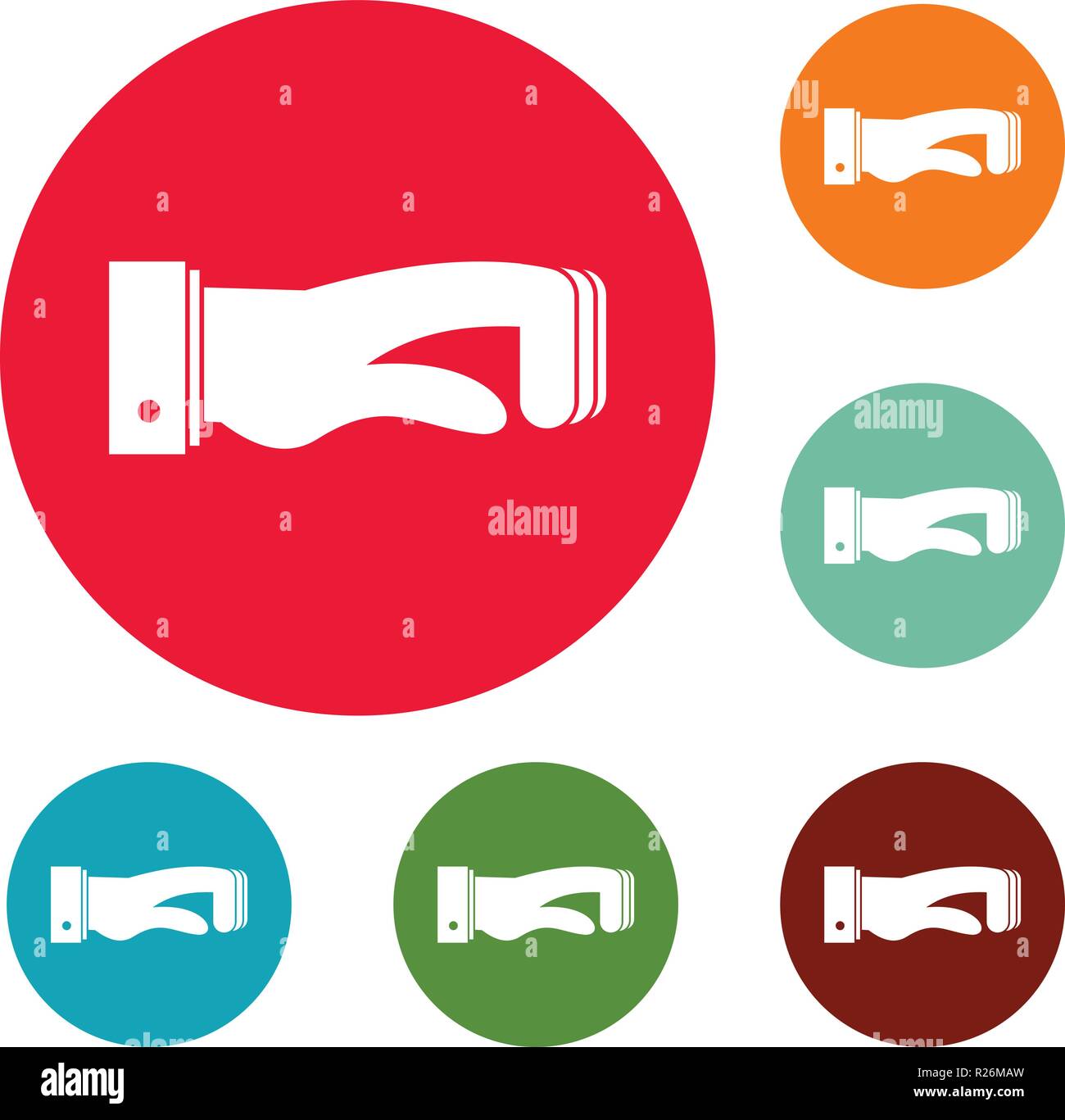 Hand concept icons circle set vector isolated on white background Stock ...