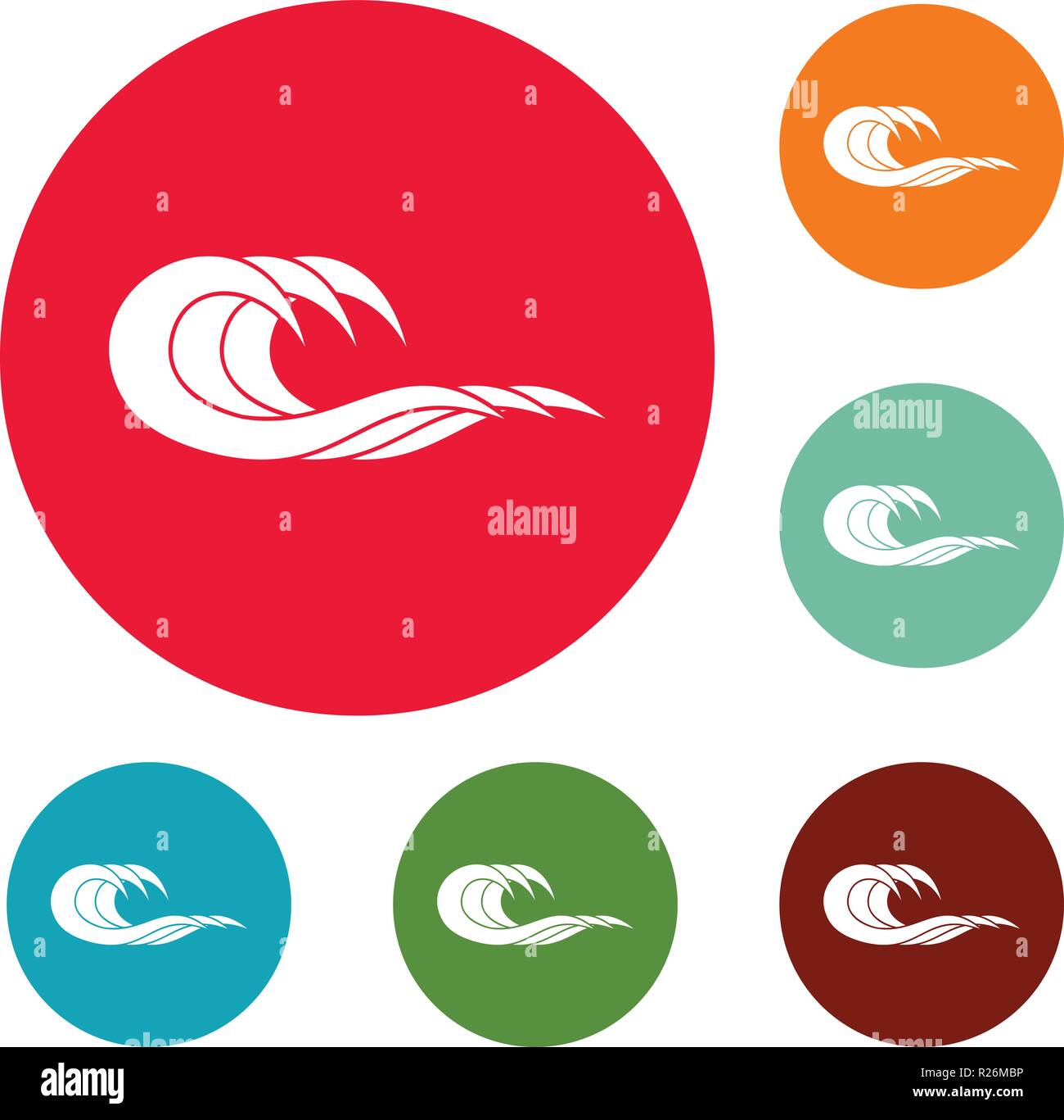 Wave splashing icons circle set vector isolated on white background ...