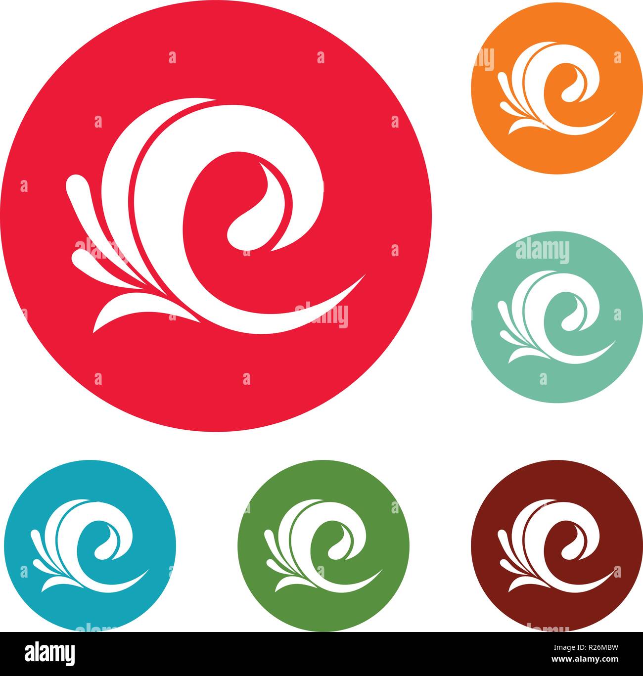 Wave tsunami icons circle set vector isolated on white background Stock ...
