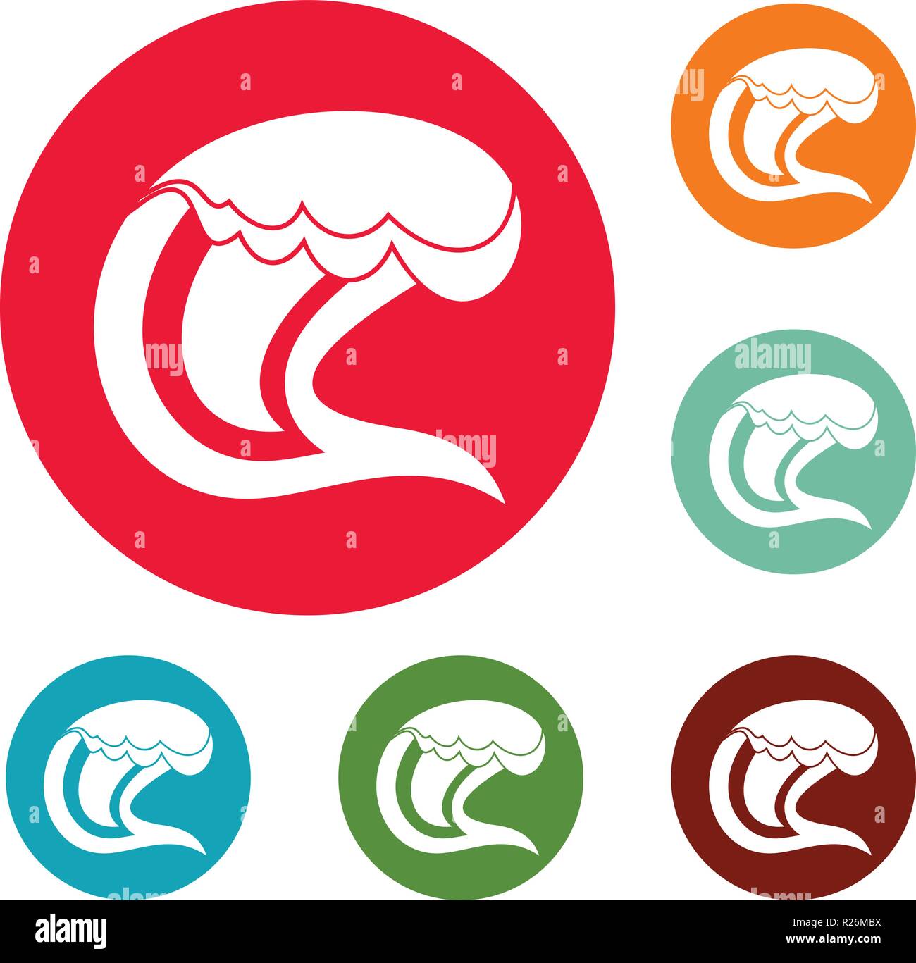Wave surfing icons circle set vector isolated on white background Stock ...