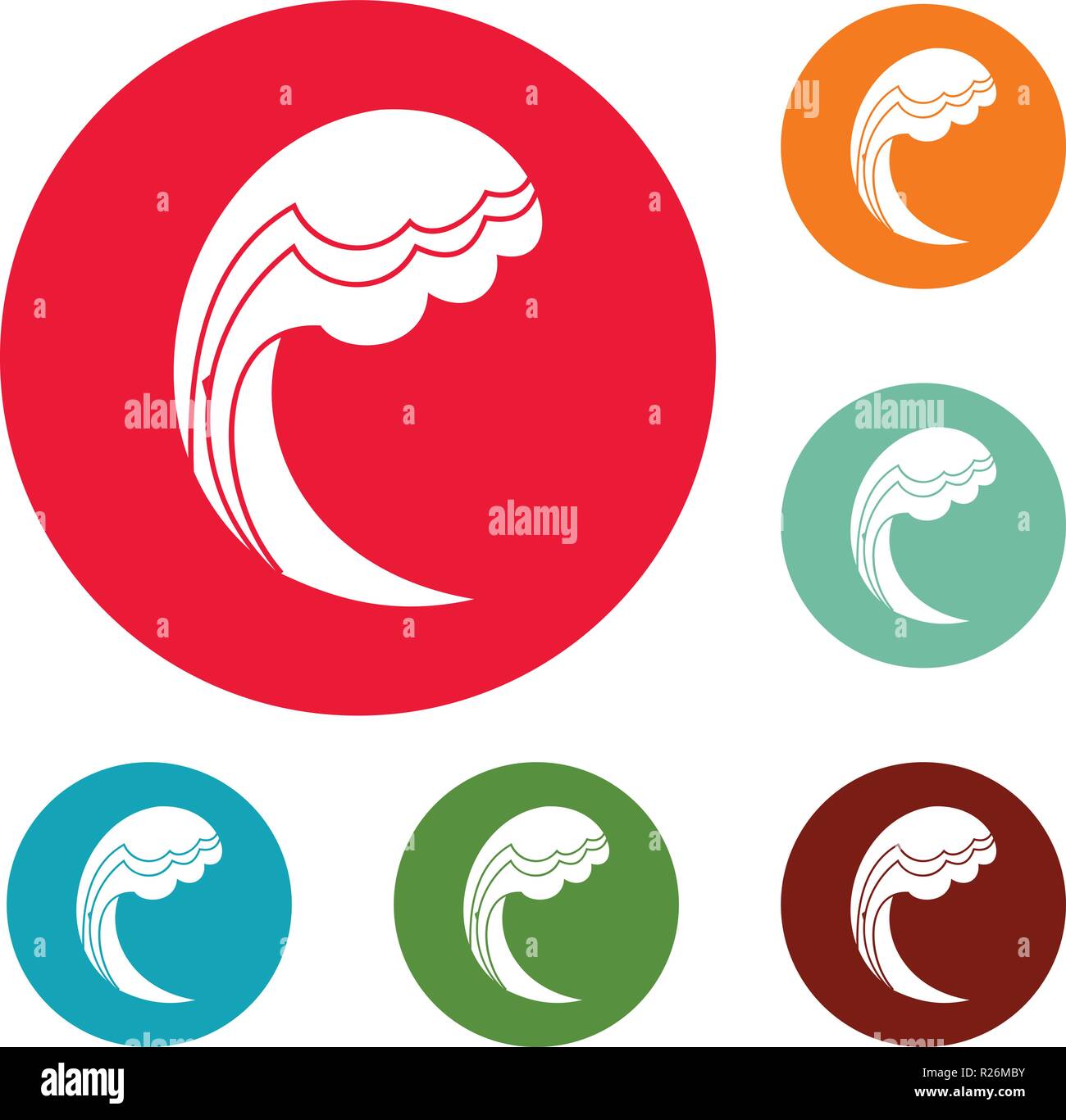 Wave water ocean icons circle set vector isolated on white background ...