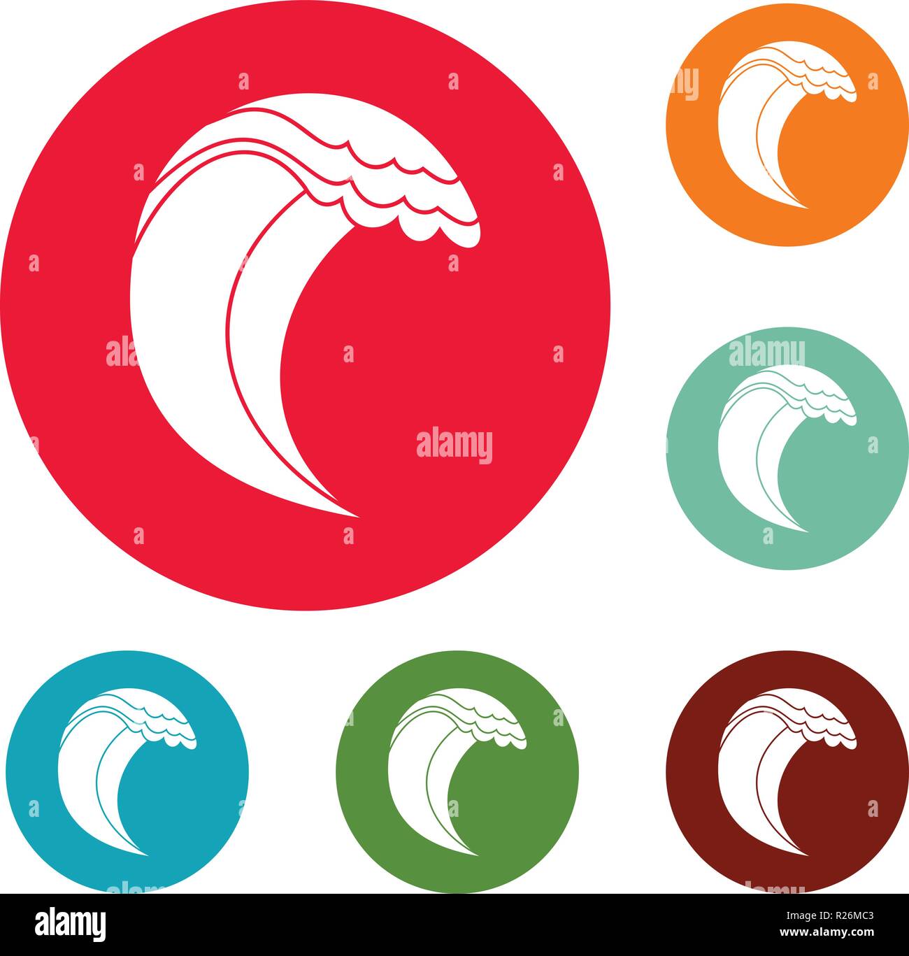 Wave icons circle set vector isolated on white background Stock Vector ...