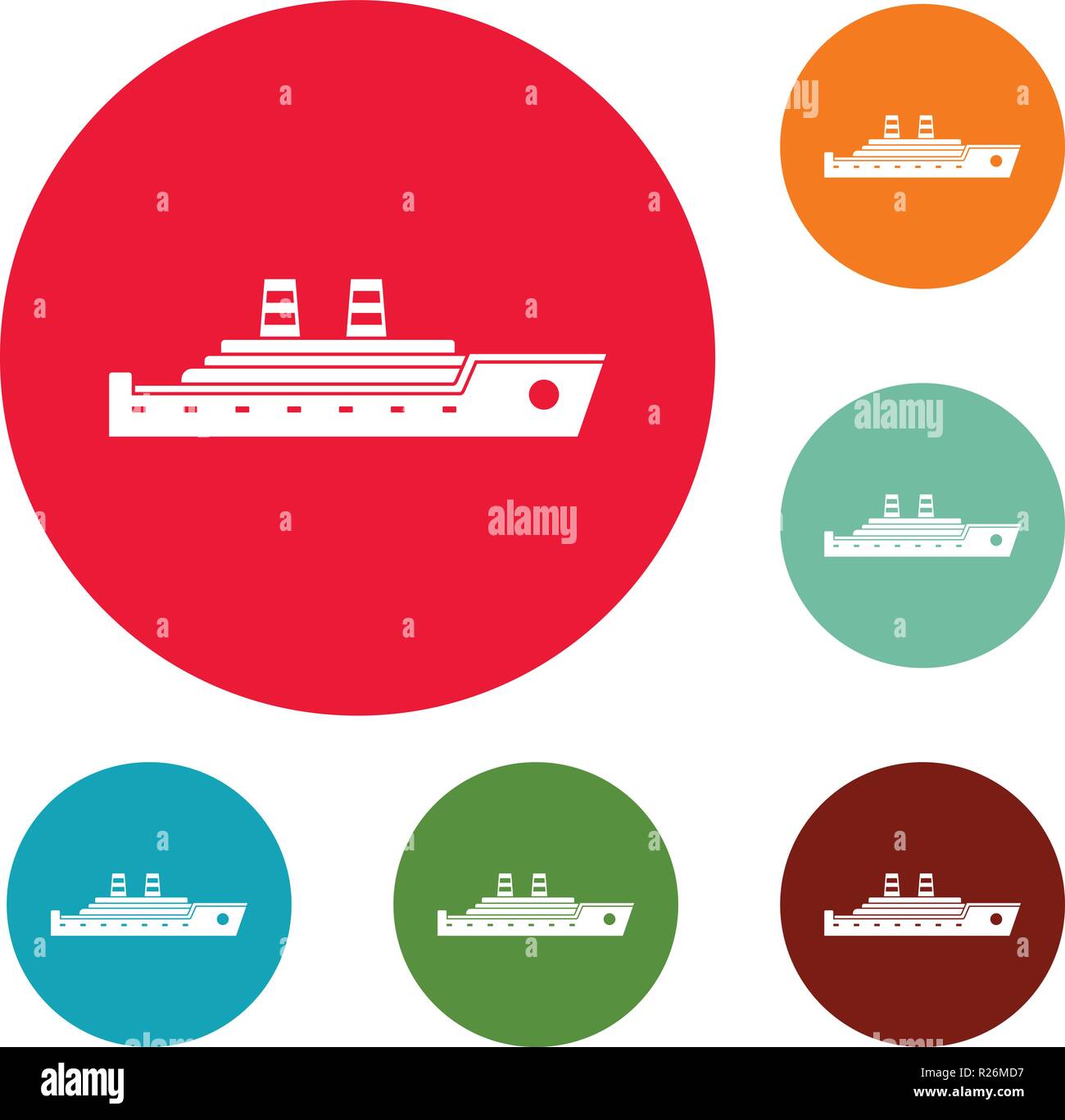 Ship passenger icons circle set vector isolated on white background ...
