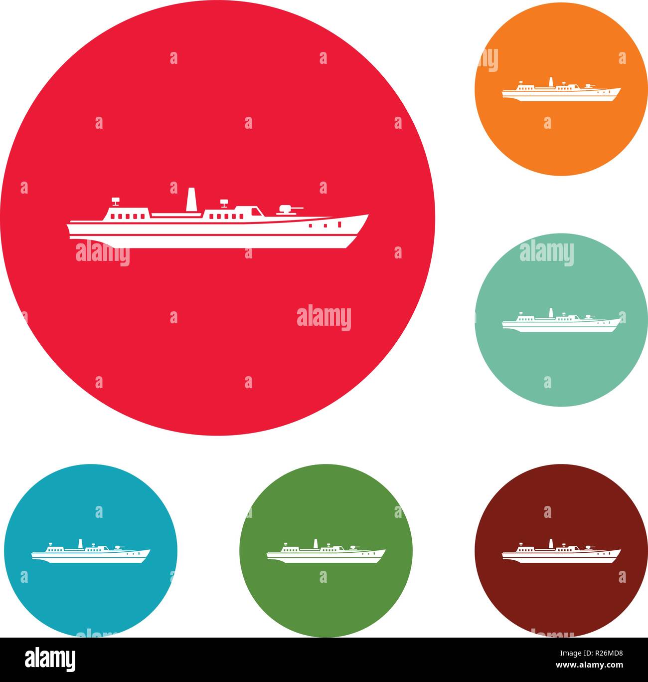 Ship combat icons circle set vector isolated on white background Stock ...