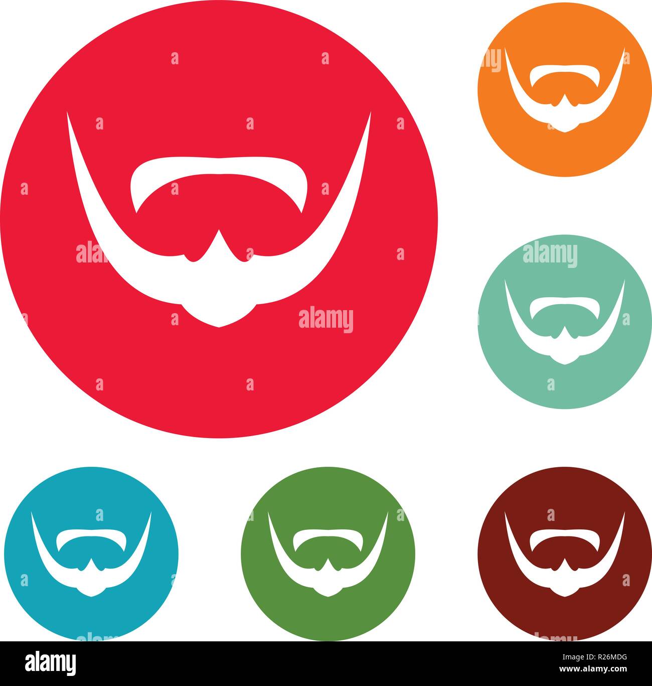 Mustache icons circle set vector isolated on white background Stock ...