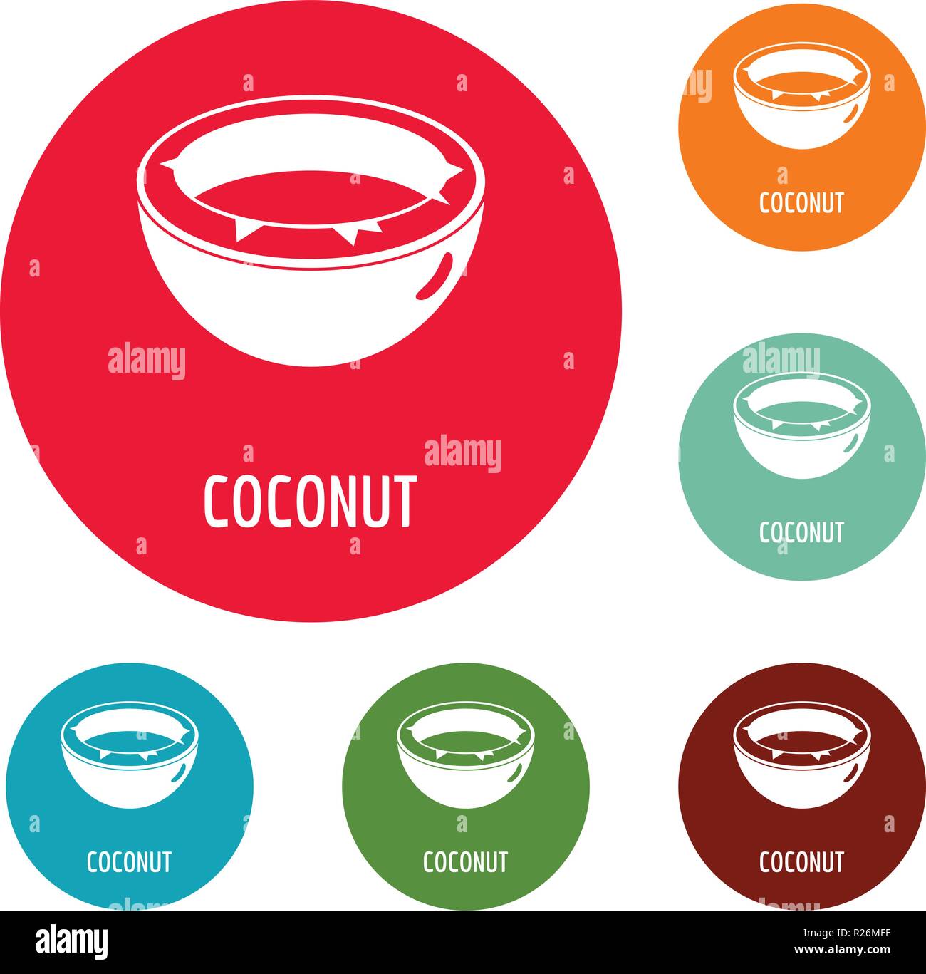 Coconut icons circle set vector isolated on white background Stock ...