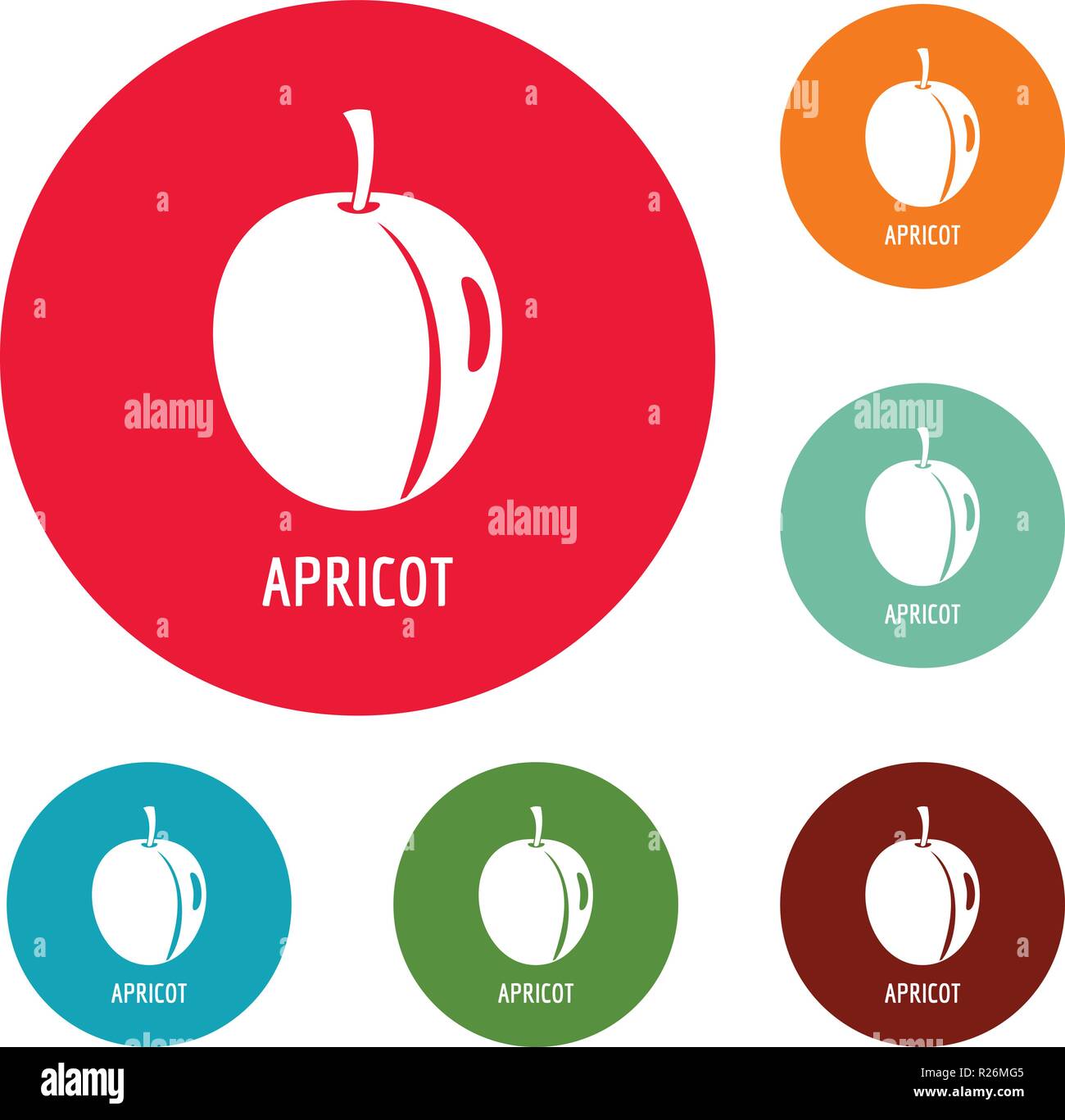 Apricot icons circle set vector isolated on white background Stock ...