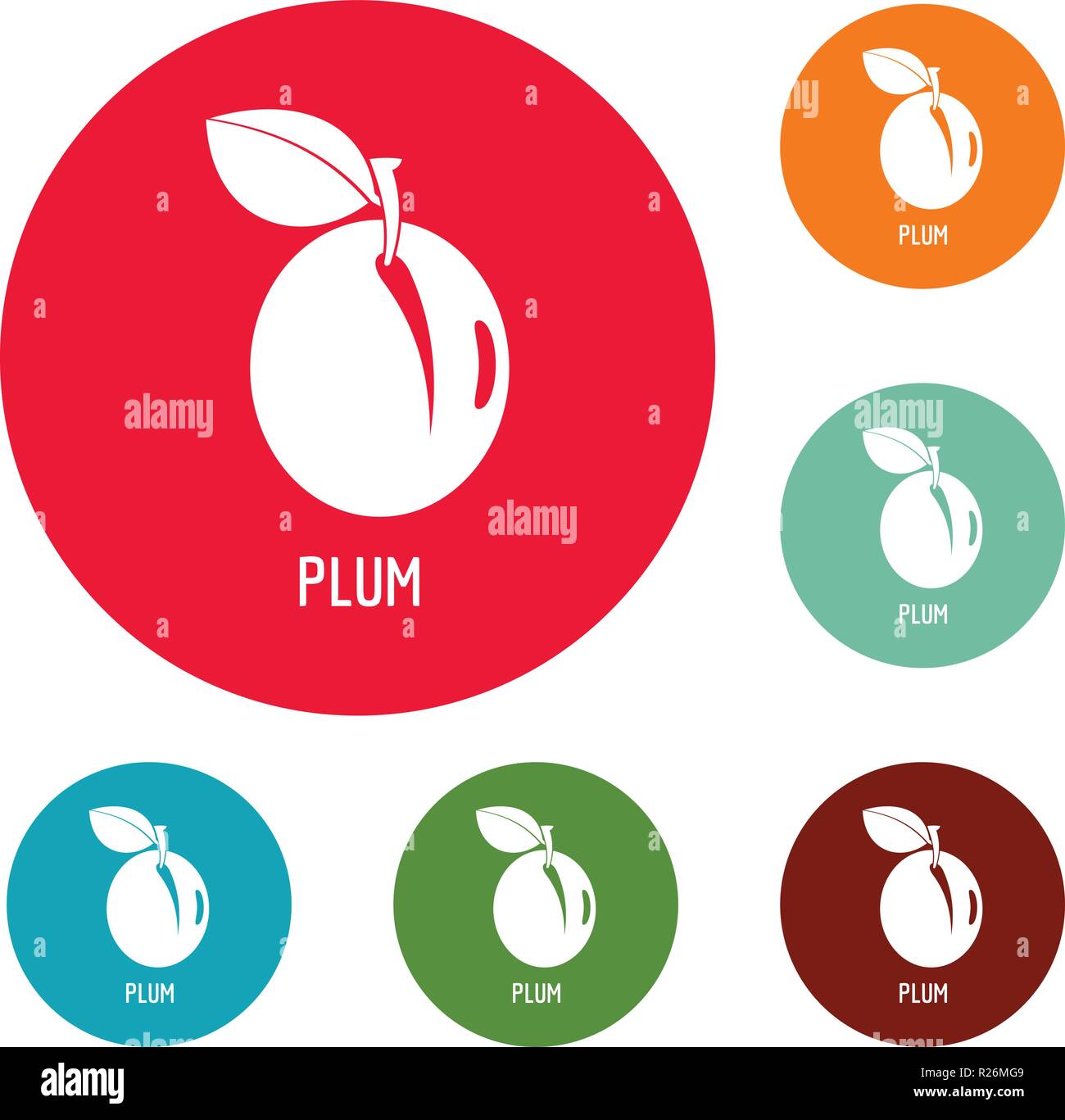 Plum icons circle set vector isolated on white background Stock Vector ...