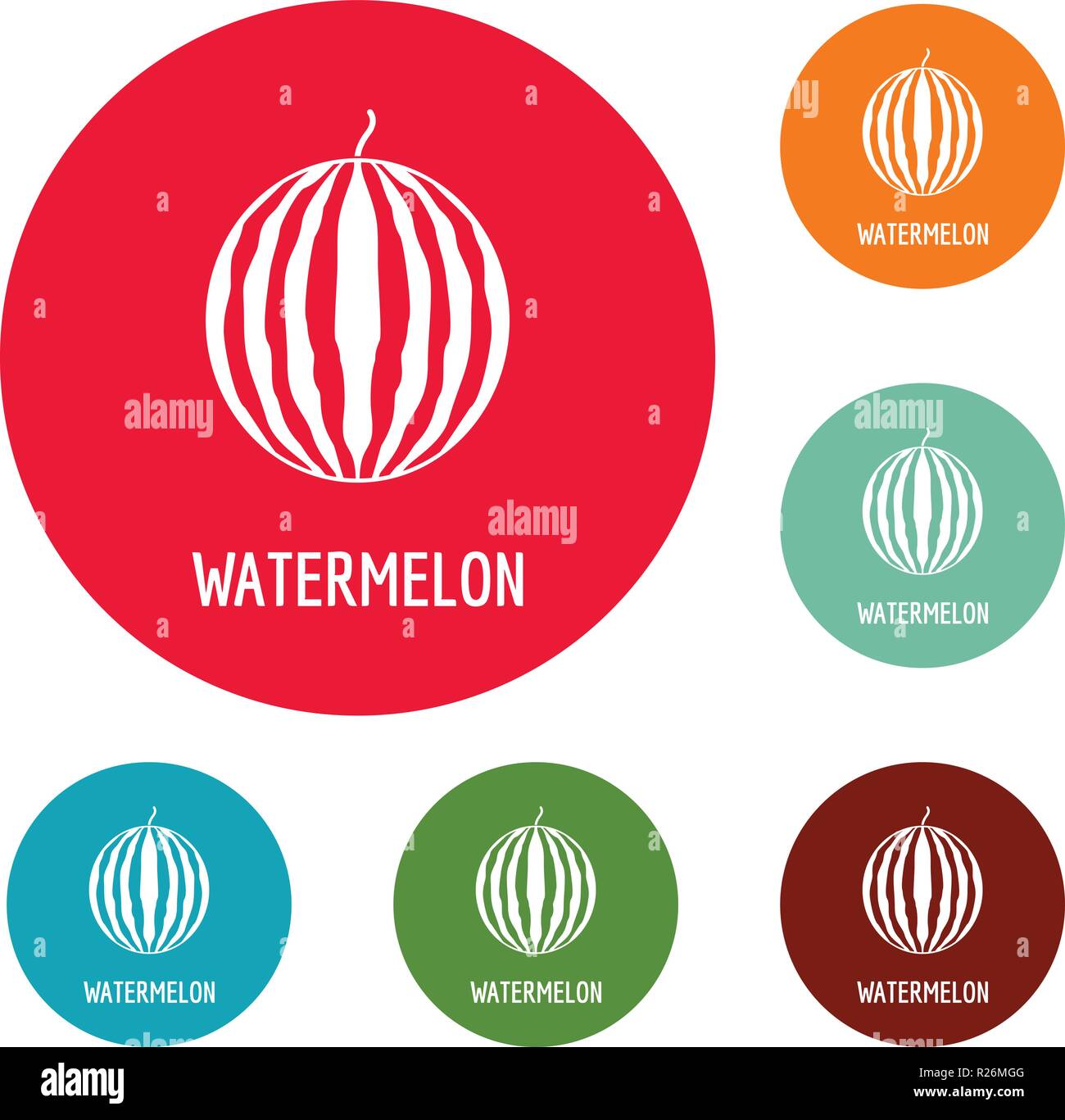 Watermelon icons circle set vector isolated on white background Stock ...