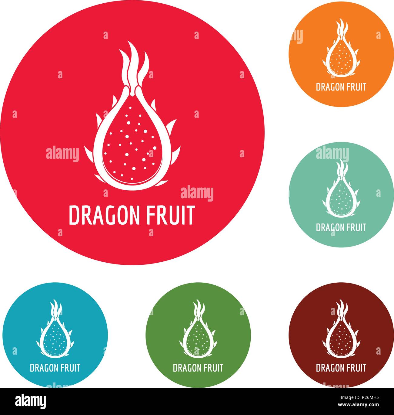 Dragon fruit icons circle set vector isolated on white background Stock ...