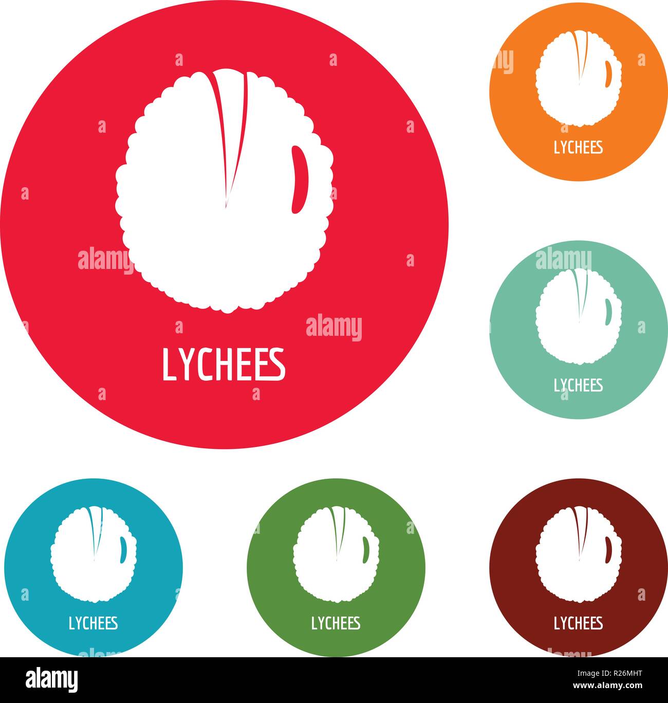 Lychee icons circle set vector isolated on white background Stock ...