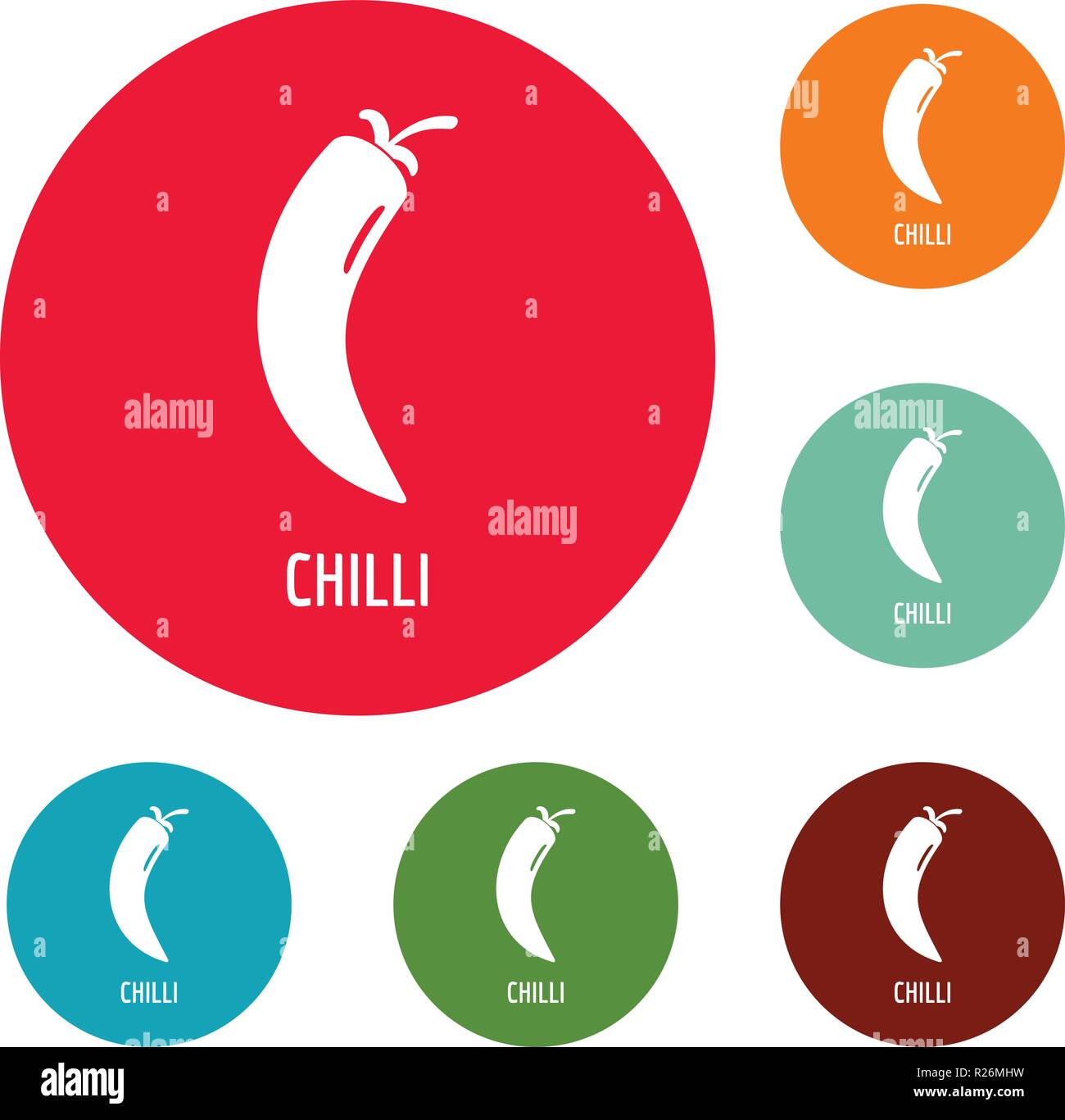 Chilli pepper icons circle set vector isolated on white background ...