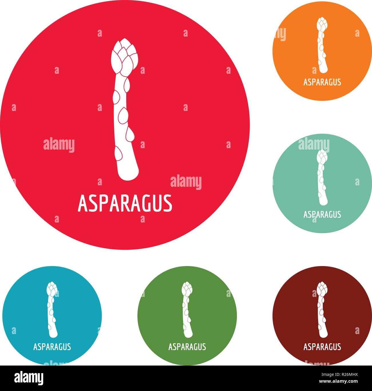Asparagus icons circle set vector isolated on white background Stock ...