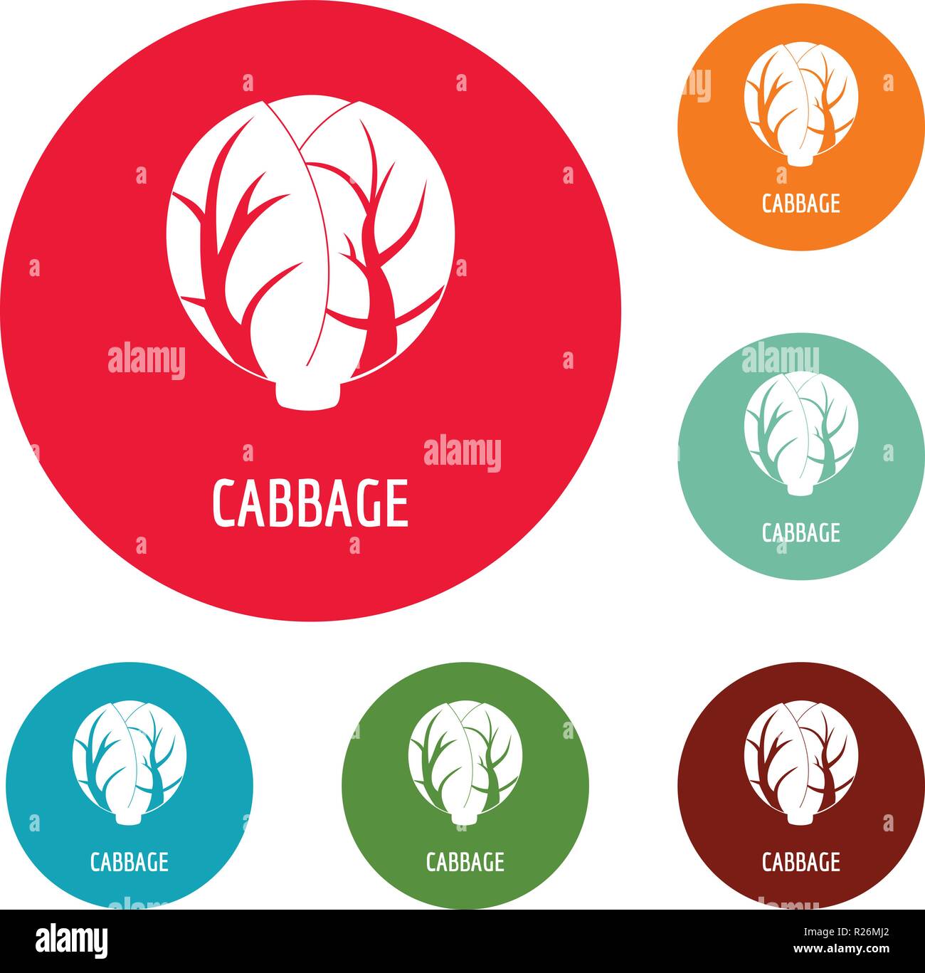Cabbage icons circle set vector isolated on white background Stock ...