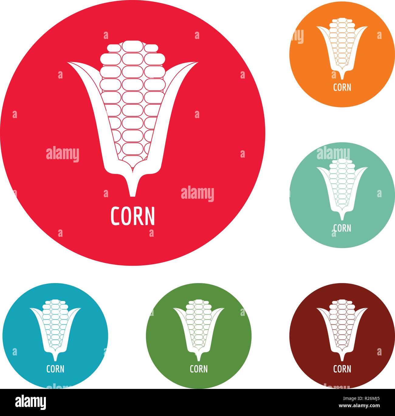 Corn icons circle set vector isolated on white background Stock Vector ...
