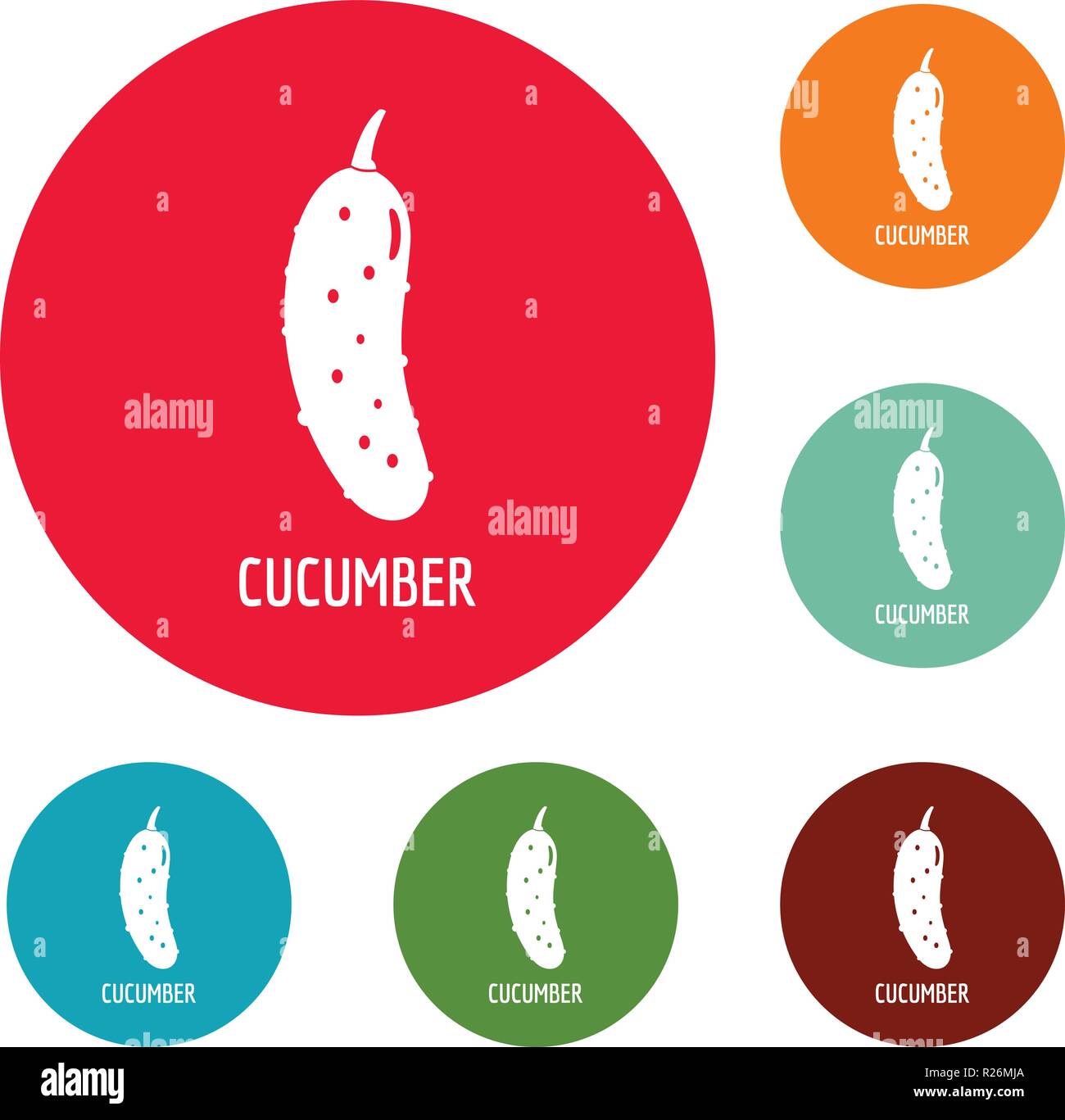 Cucumber icons circle set vector isolated on white background Stock ...