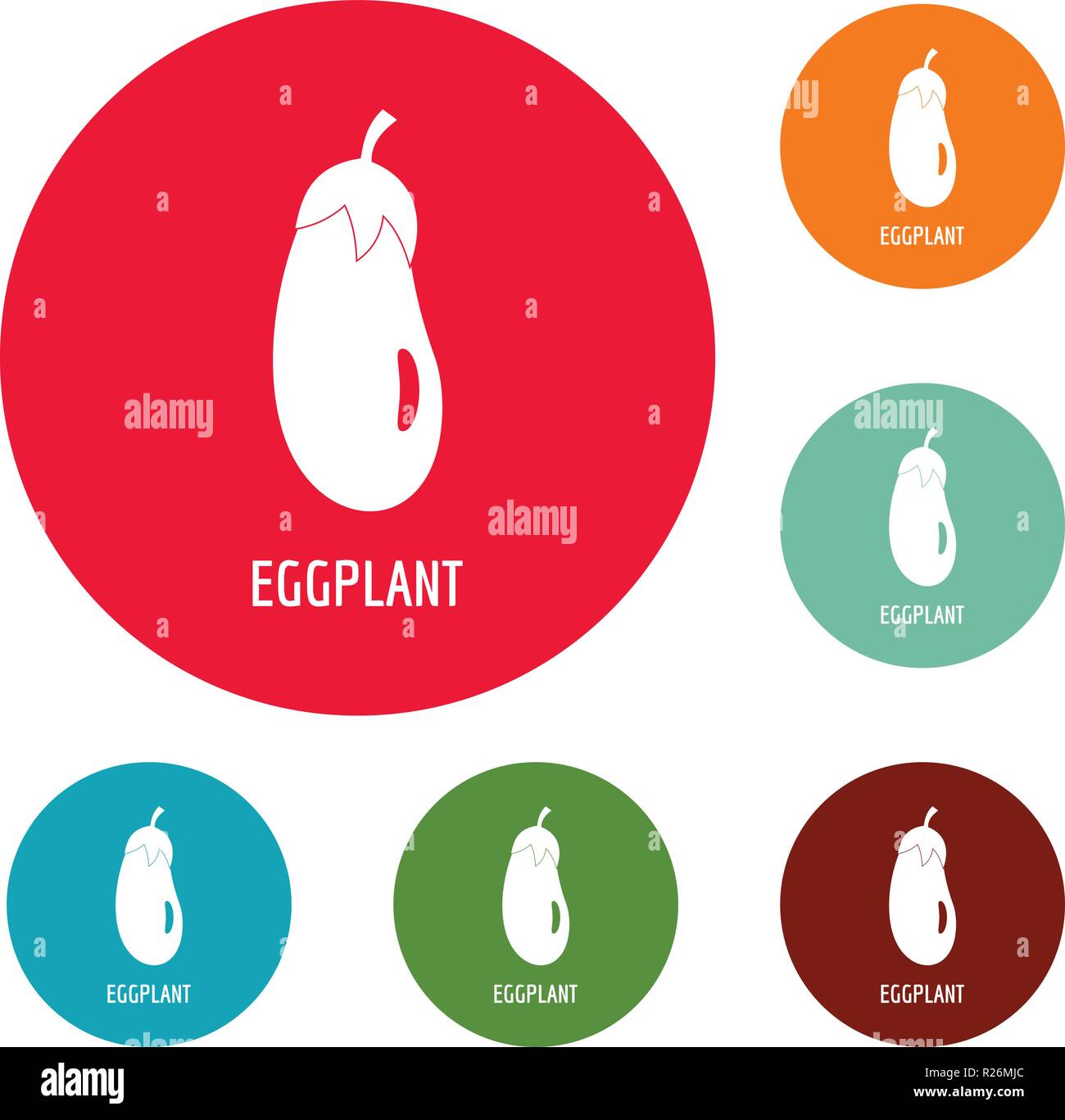 Eggplant icons circle set vector isolated on white background Stock Vector Image & Art - Alamy