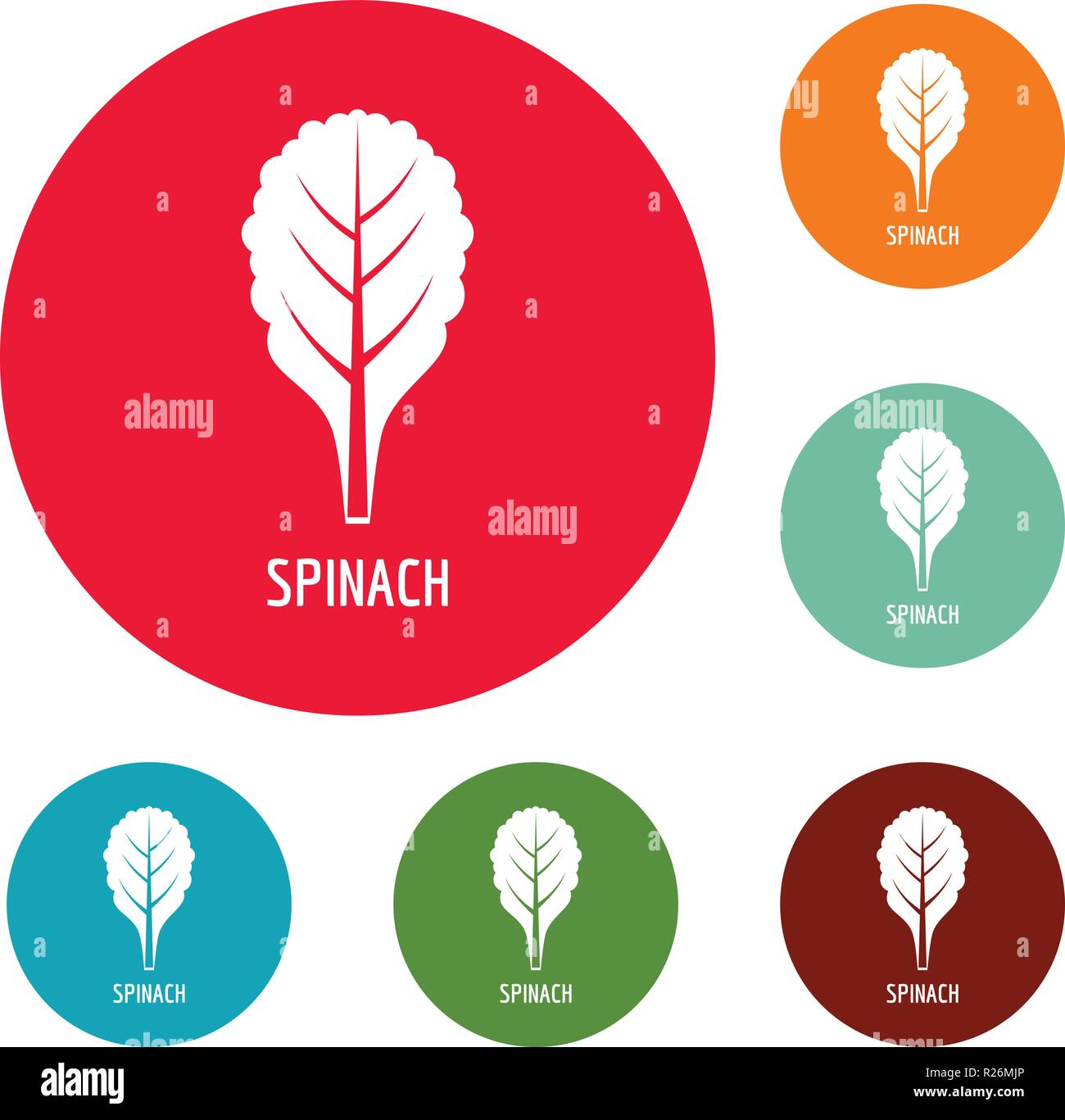 Spinach icons circle set vector isolated on white background Stock ...